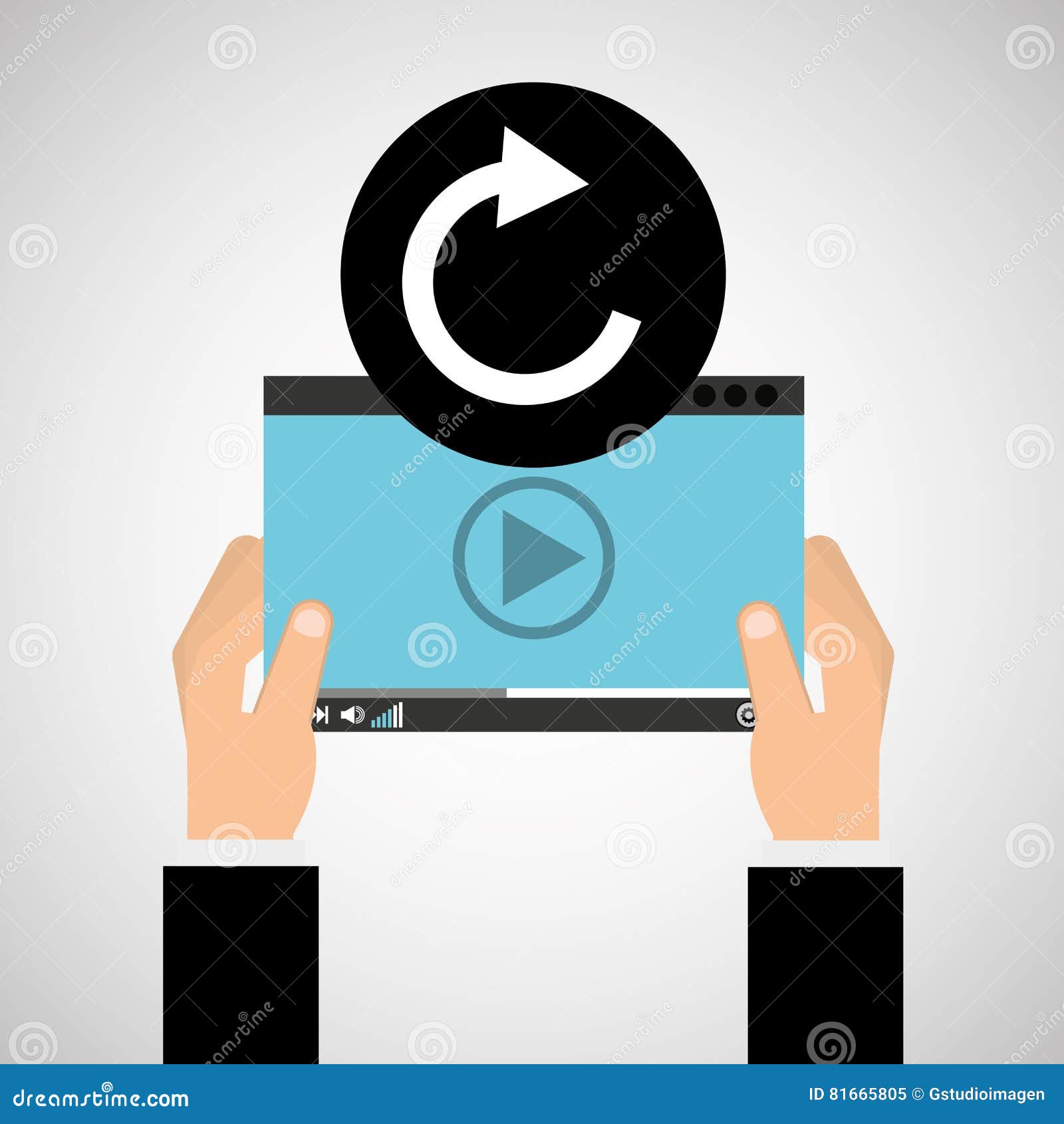 Hand Holds Digital Refresh Arrow Player Stock Vector - Illustration of ...