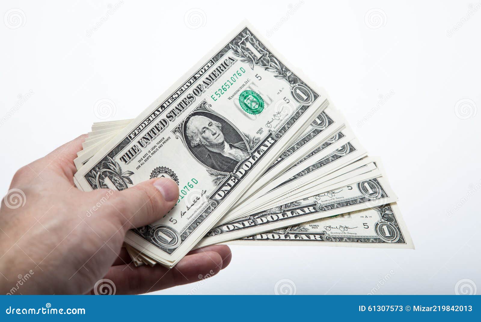 Hand holds a dollar bill stock image. Image of dollar - 61307573