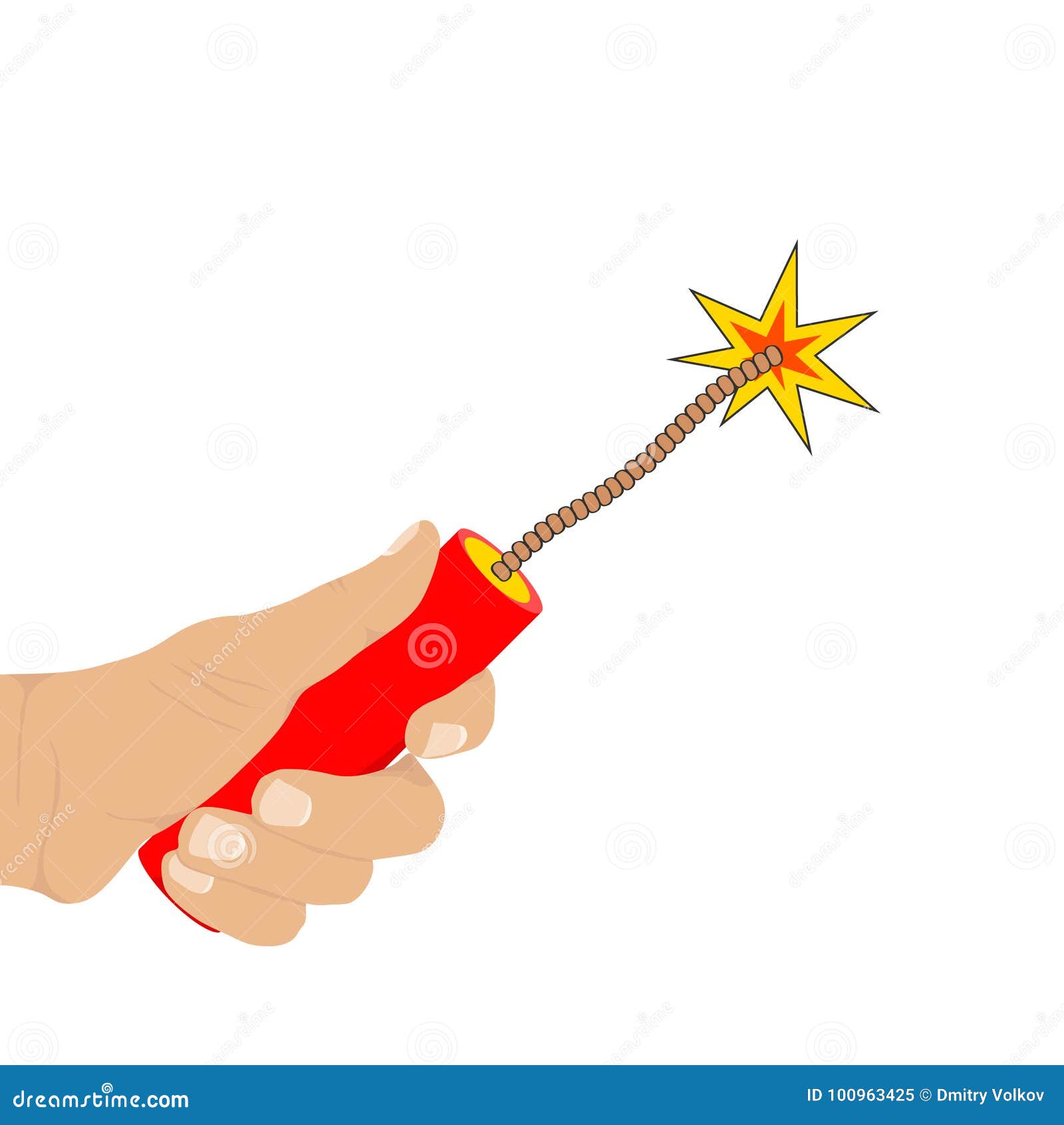 The hand holds dynamite stock vector. Illustration of explosive - 100963425