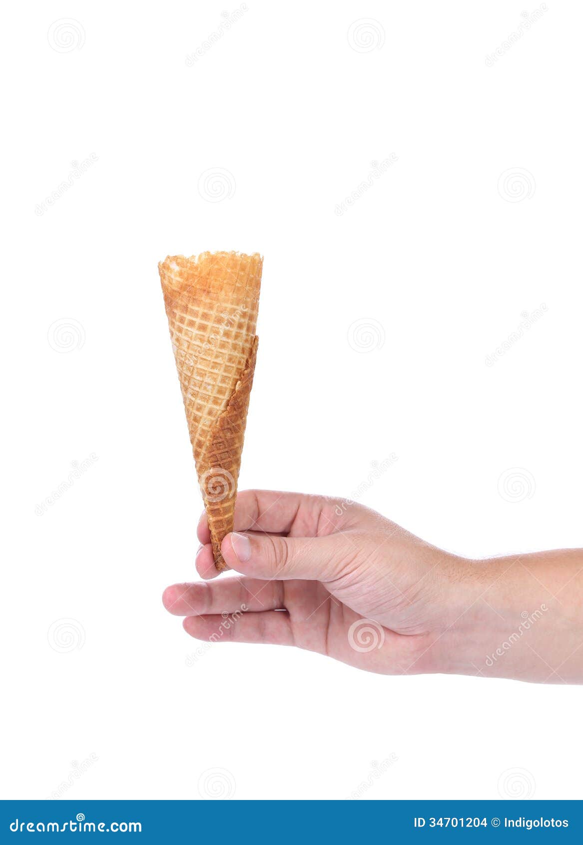 Hand Holds Empty Sugar Waffle Cone Stock Photo - Image of baking, food ...
