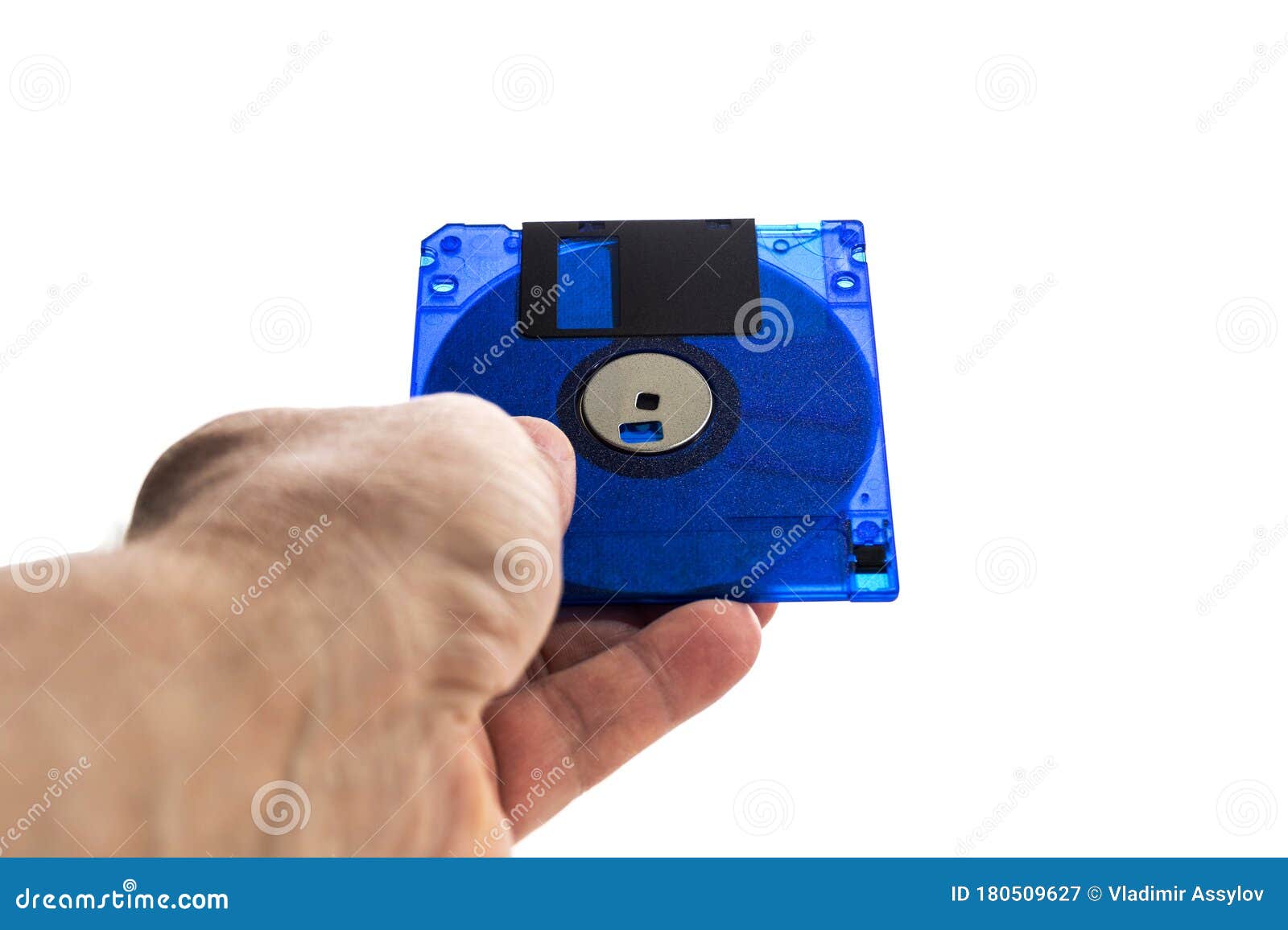 Hand Holds Floppy Disk on White Background Stock Image - Image of ...