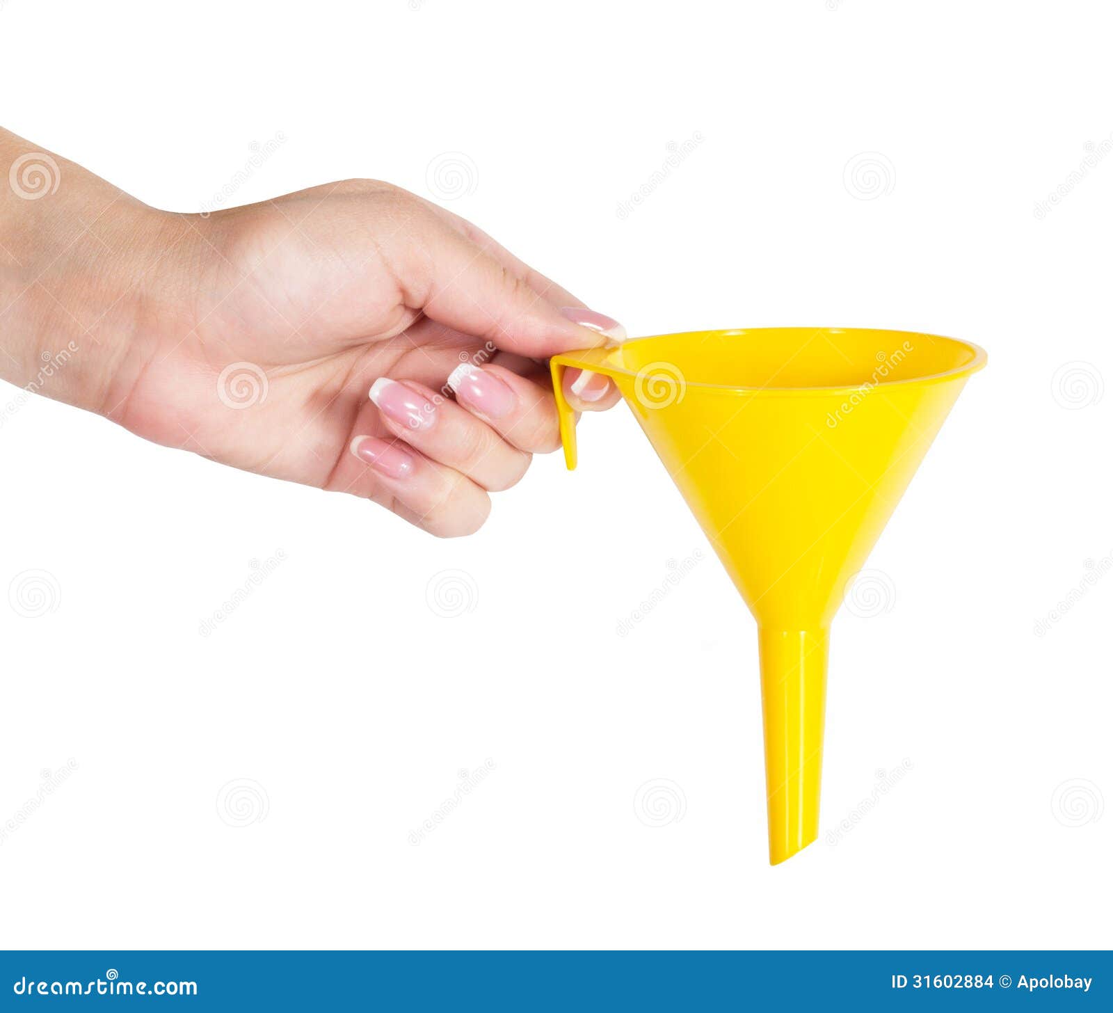 Hand Holds a Funnel Isolated on White Background Stock Photo - Image of ...