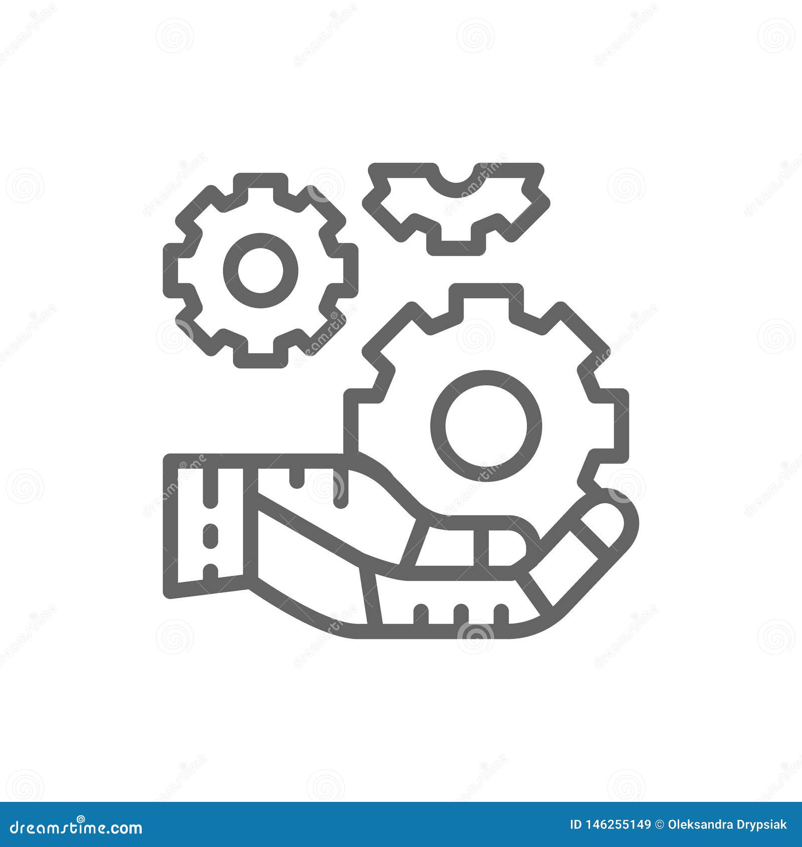 Hand Holds a Gear, Tech Development, Engineering, Technology Line Icon ...