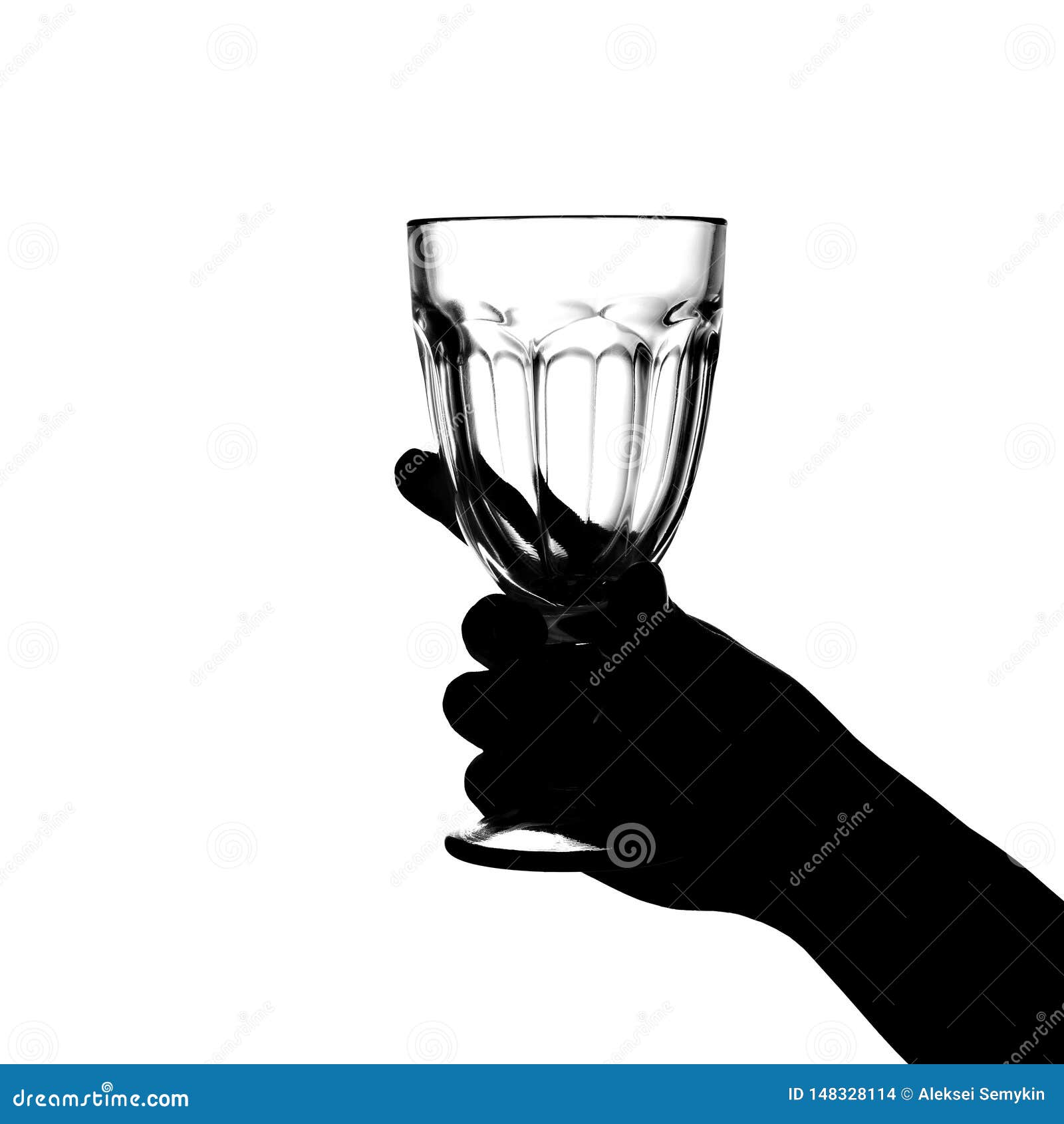 Hand Holds a Glass on a White Background. Isolate Stock Photo - Image ...
