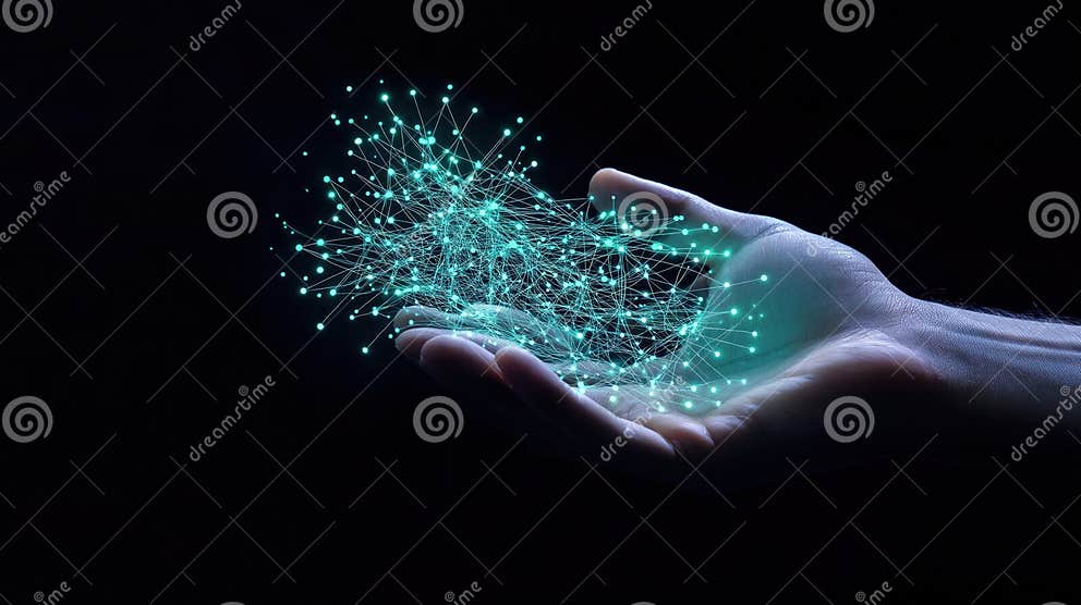Hand Holds Glowing Network of Data Connections Tech Progress, Digital ...