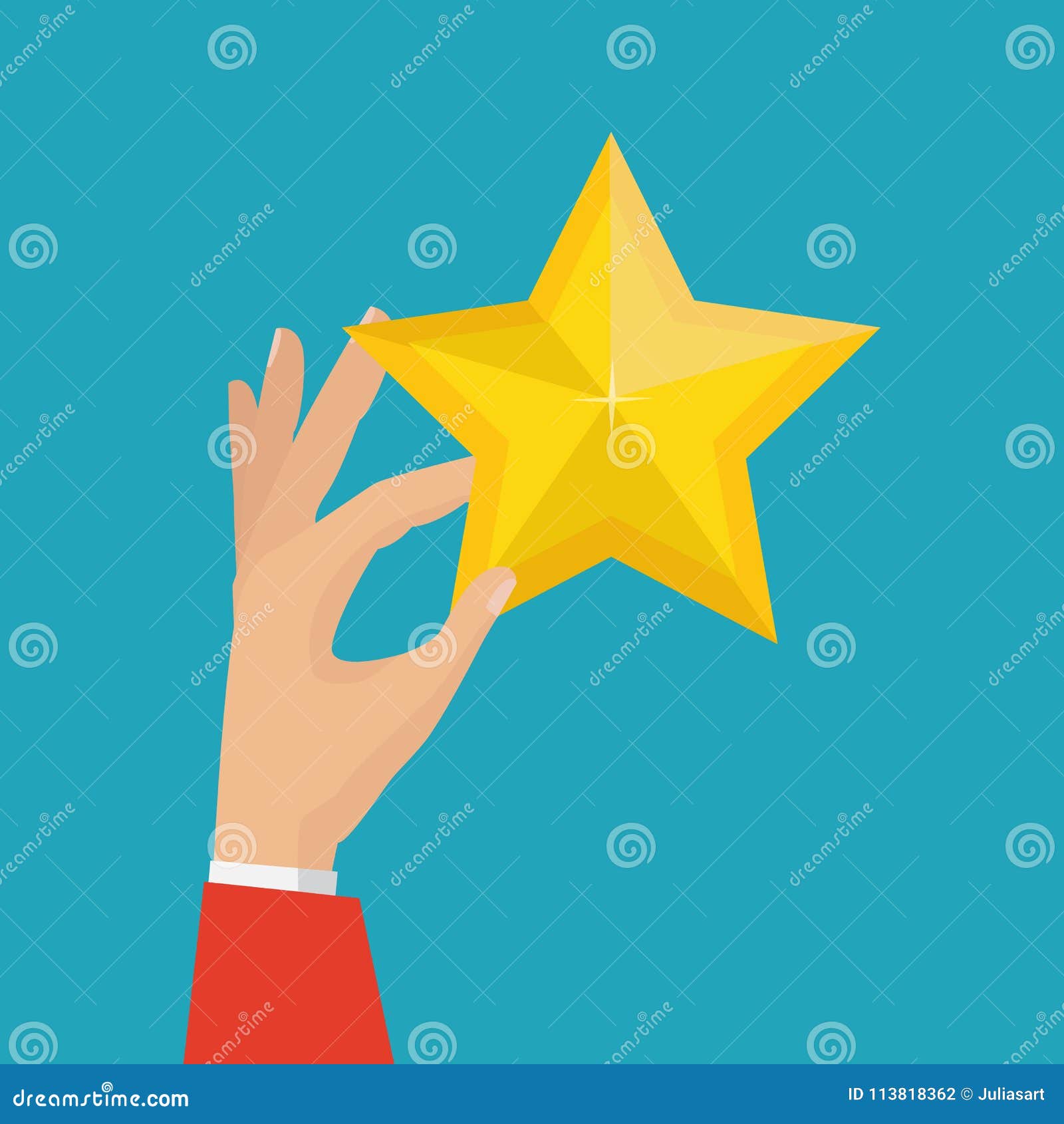 Vector Illustration. Hand Holds Golden Star. Stock Vector ...