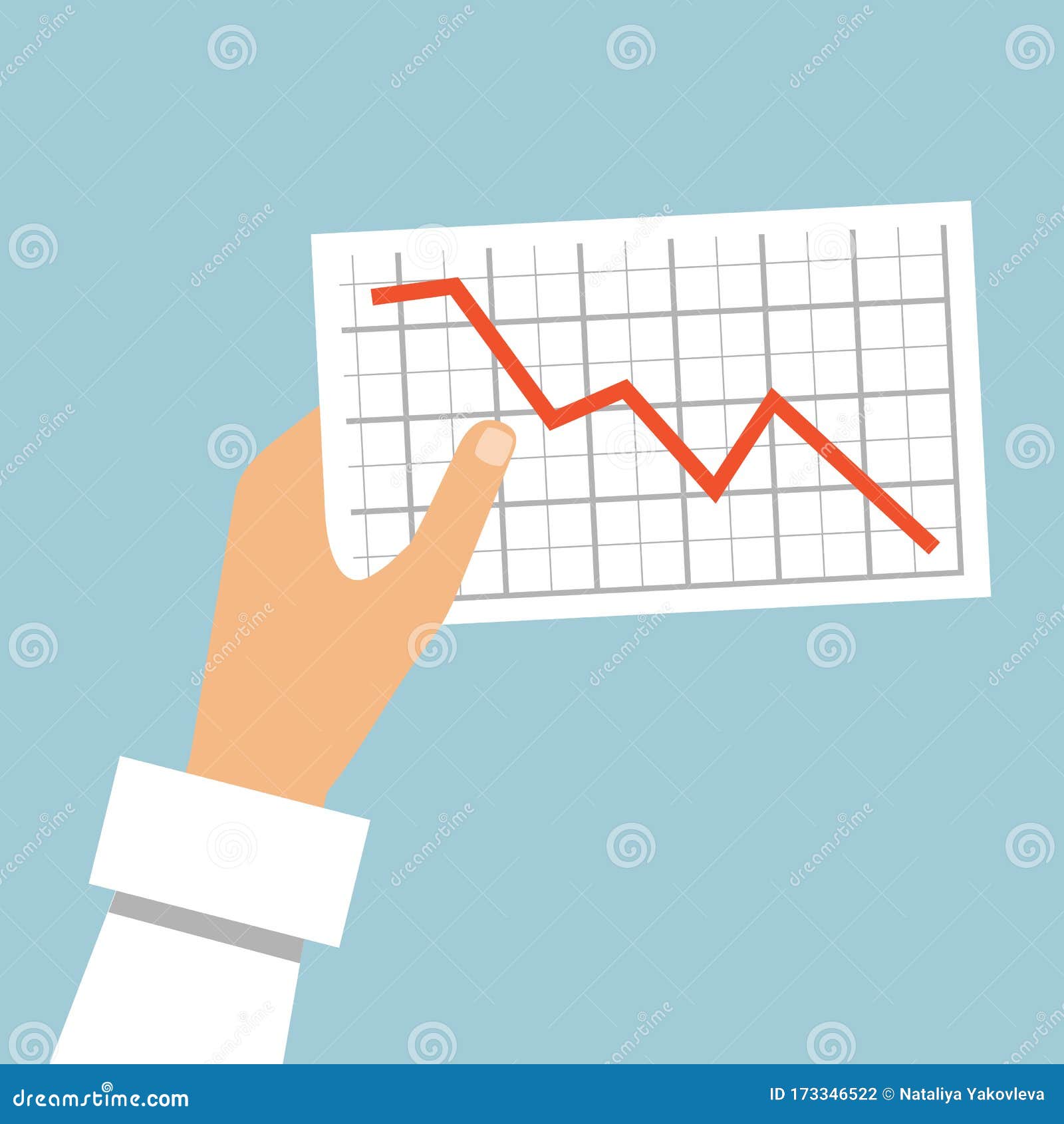 Hand Holds a Graph Going Down Stock Vector - Illustration of isolated ...