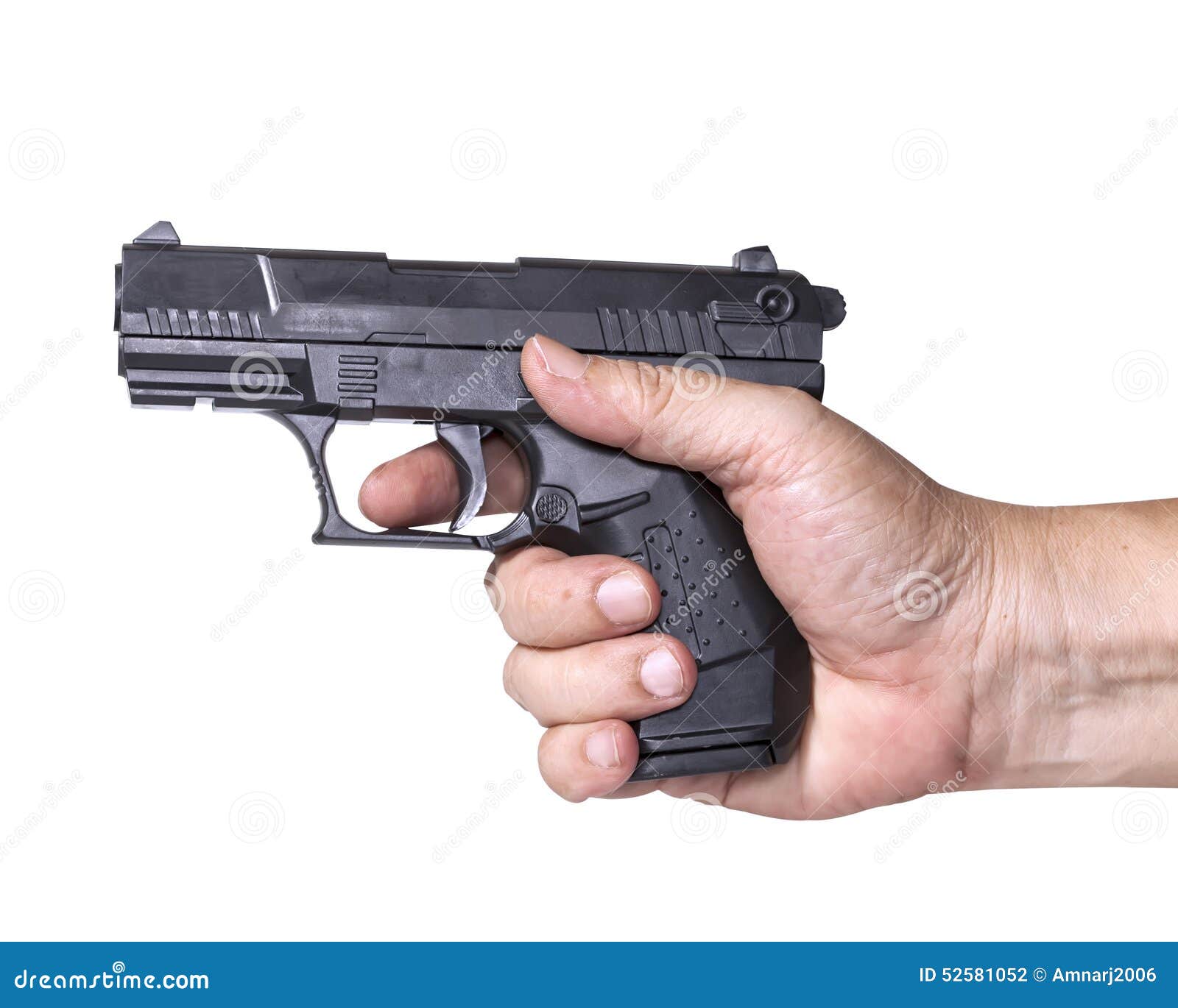 Hand Holds Gun Isolated on White Stock Photo - Image of criminal, shoot ...