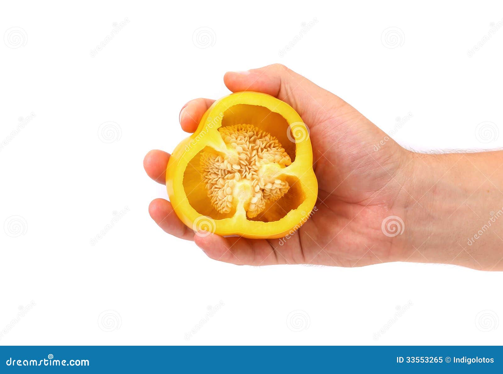 Hand Holds Half of Yellow Pepper. Stock Image - Image of fire ...