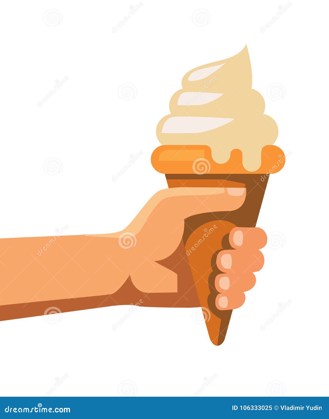 Hand holds an ice cream. stock vector. Illustration of flavor - 106333025