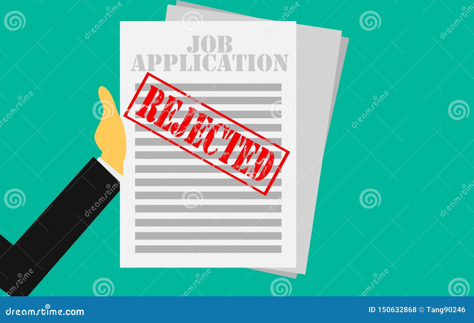 Hand Holds Job Application with Rejected Stamp Stock Illustration ...