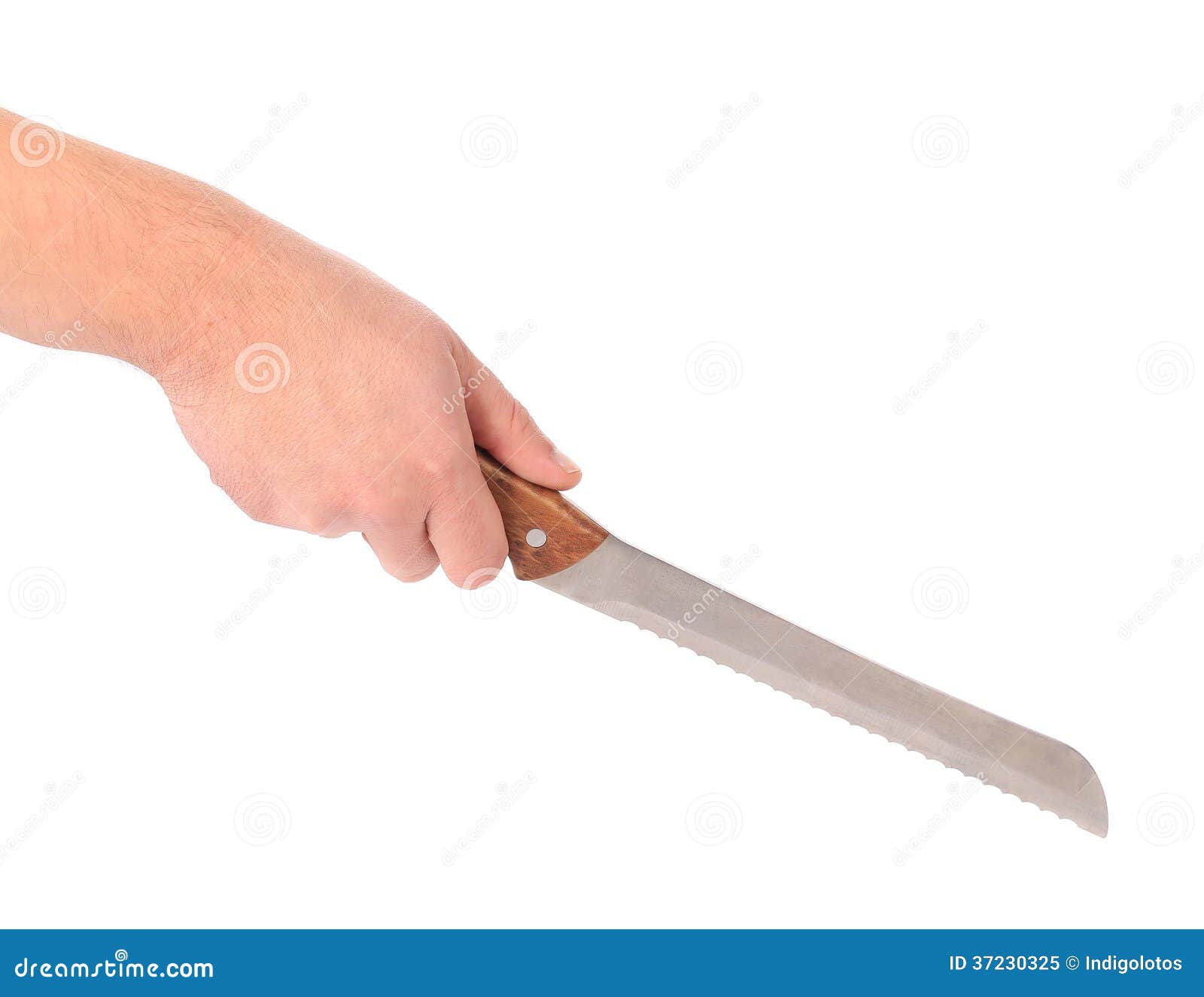 Hand Holds Knife for Bread. Stock Image - Image of metallic, murder ...