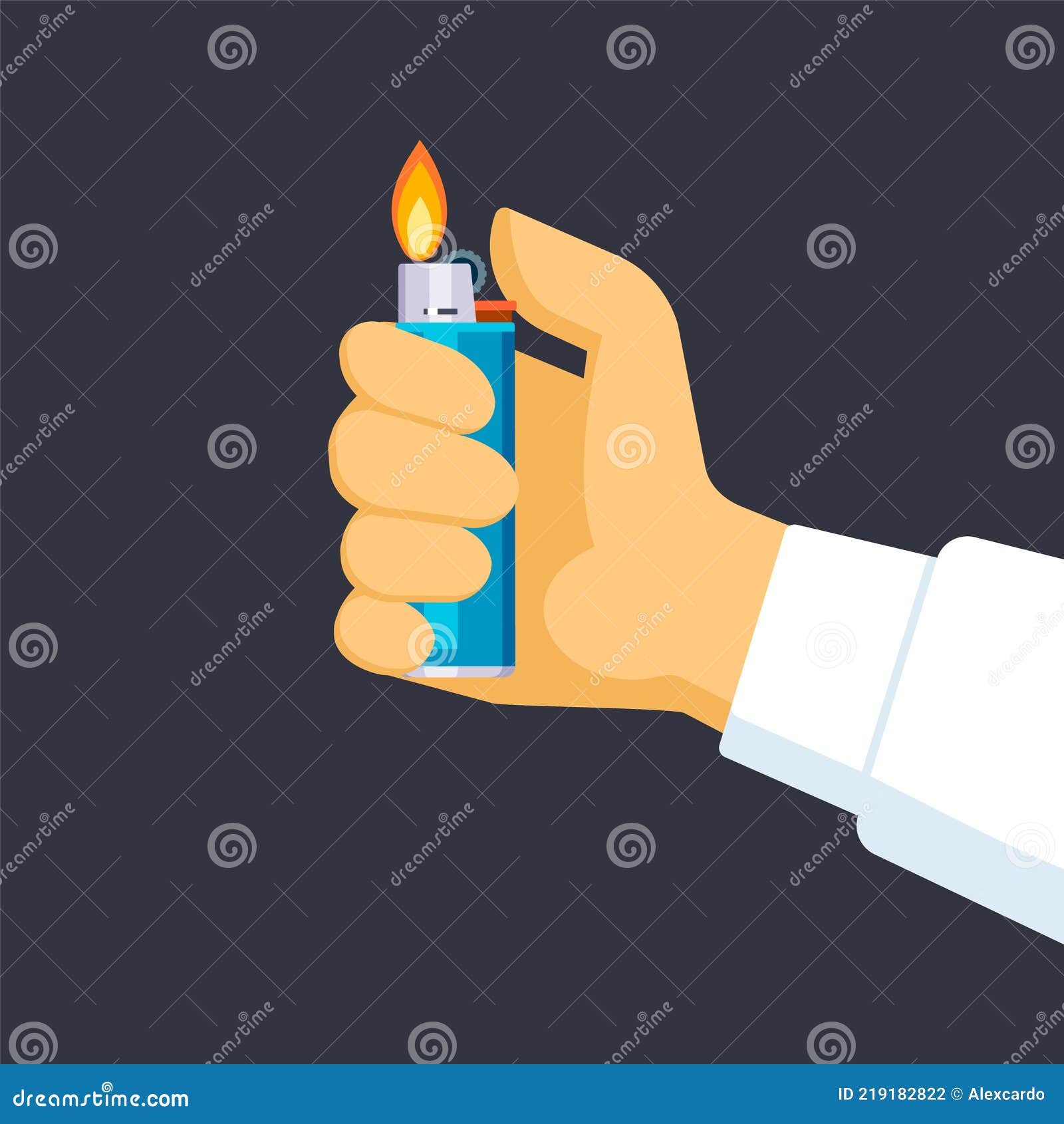 Hand Holds Lighter Illustration. Quick Creation Light Dark Room Help in ...
