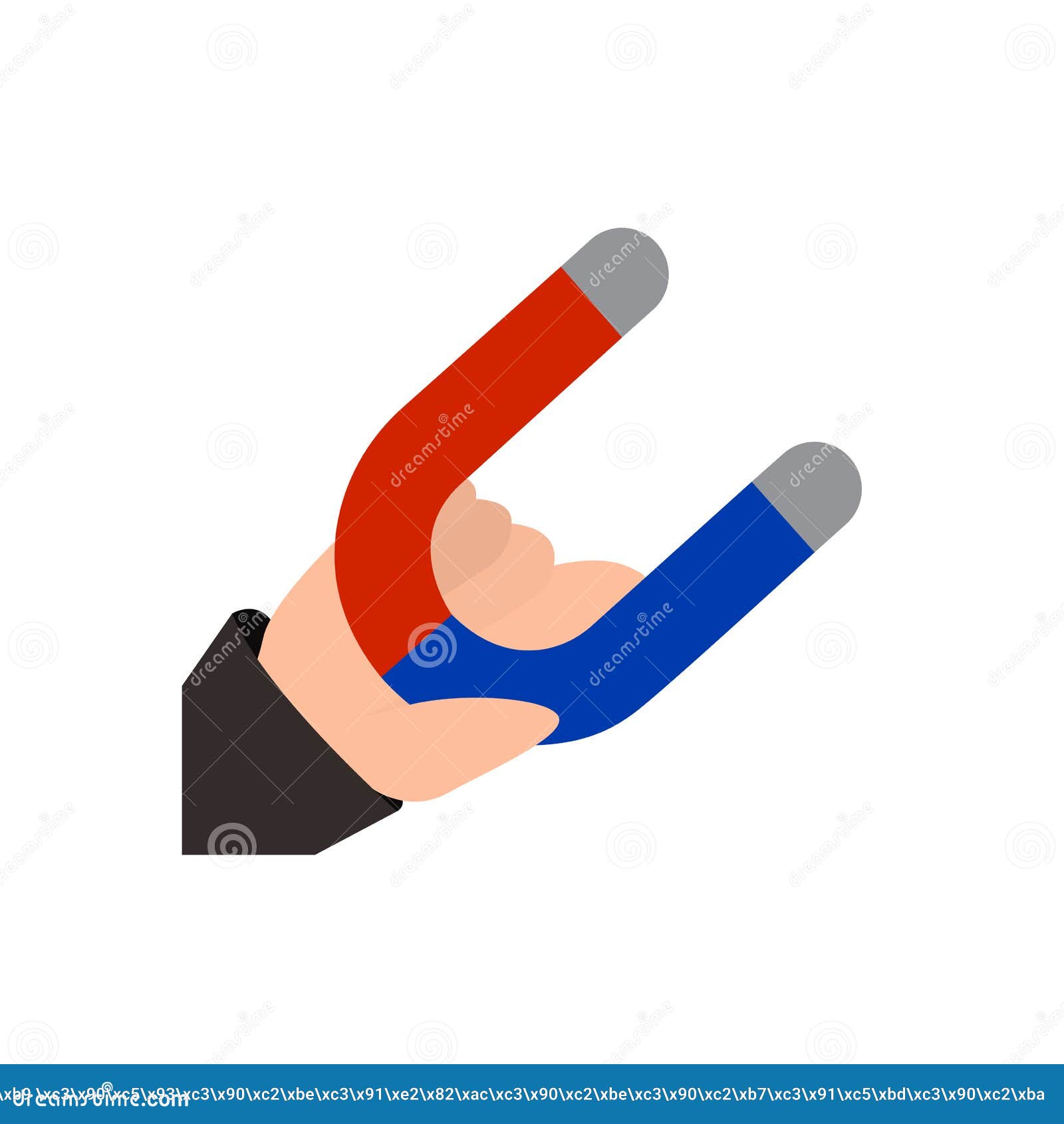 Hand Holds a Magnet, Vector Illustration Stock Vector - Illustration of ...