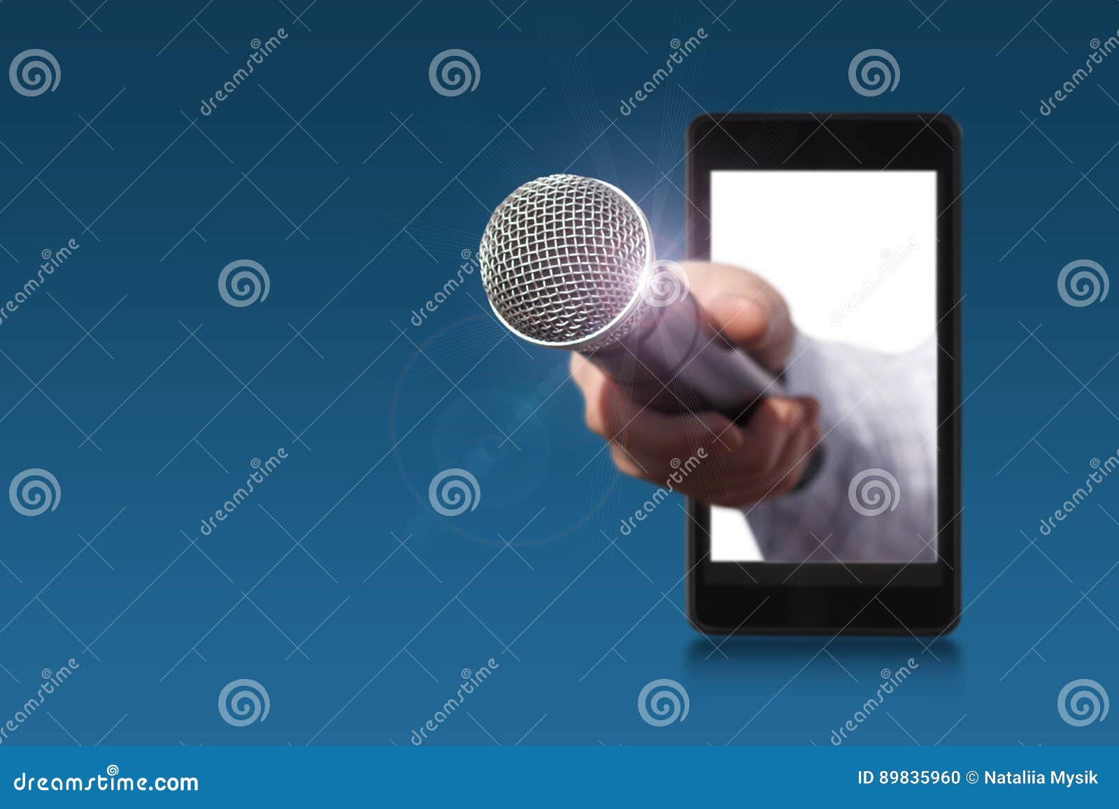 Hand Holds the Microphone for an Interview. Stock Photo - Image of ...