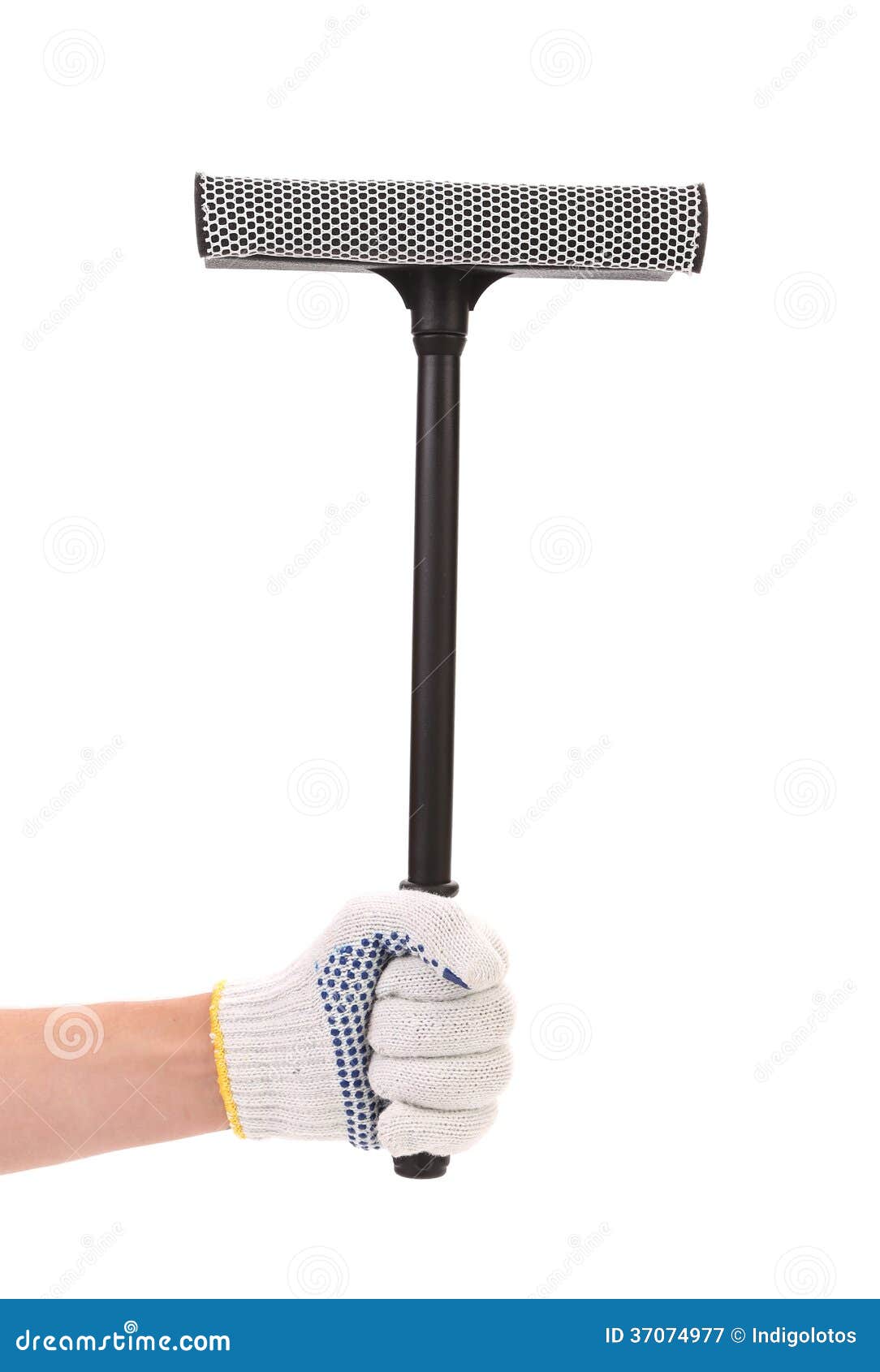 Hand Holds Mop for Cleaning Windows. Stock Image - Image of black ...