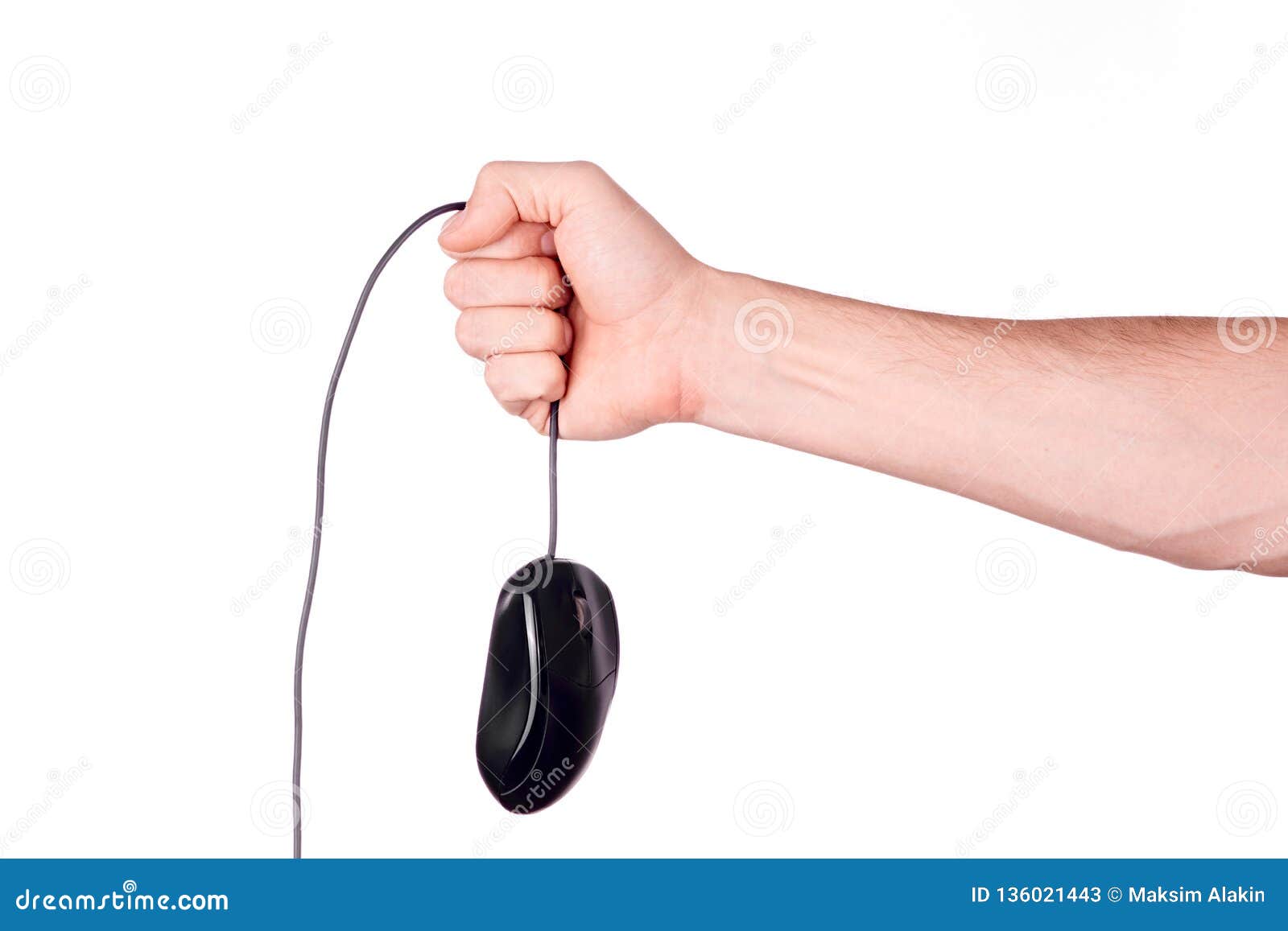 Hand Holds Mouse Over Wire on White Background Stock Image - Image of ...