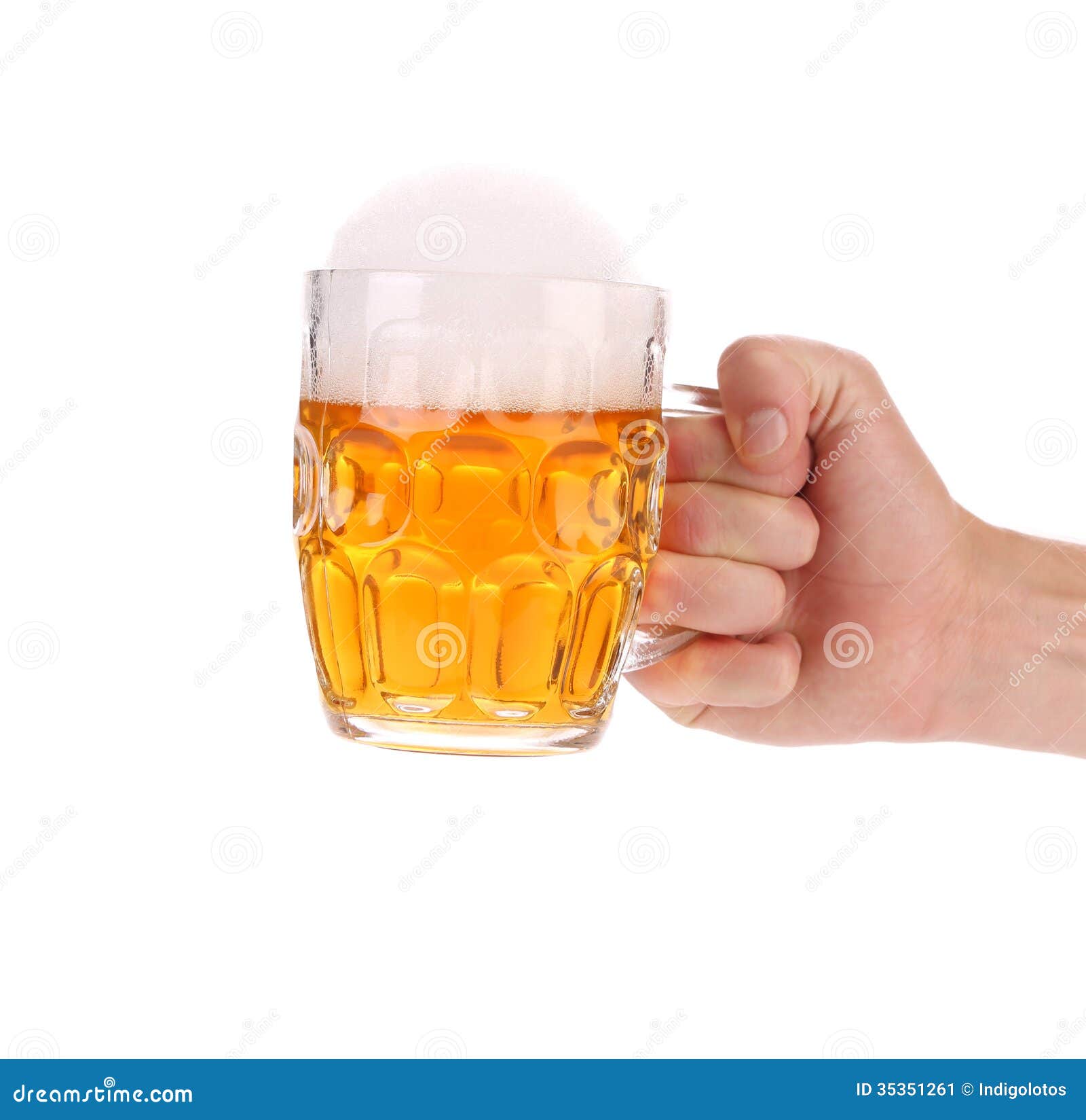 Hand Holds Mug of Beer with Foam. Stock Image - Image of gold, flow ...