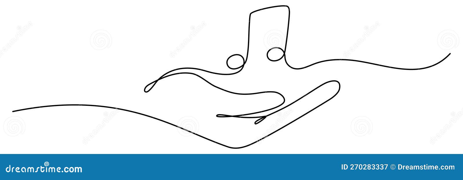 Hand Holds Music Note Continuous One Line Drawing. Stock Vector ...