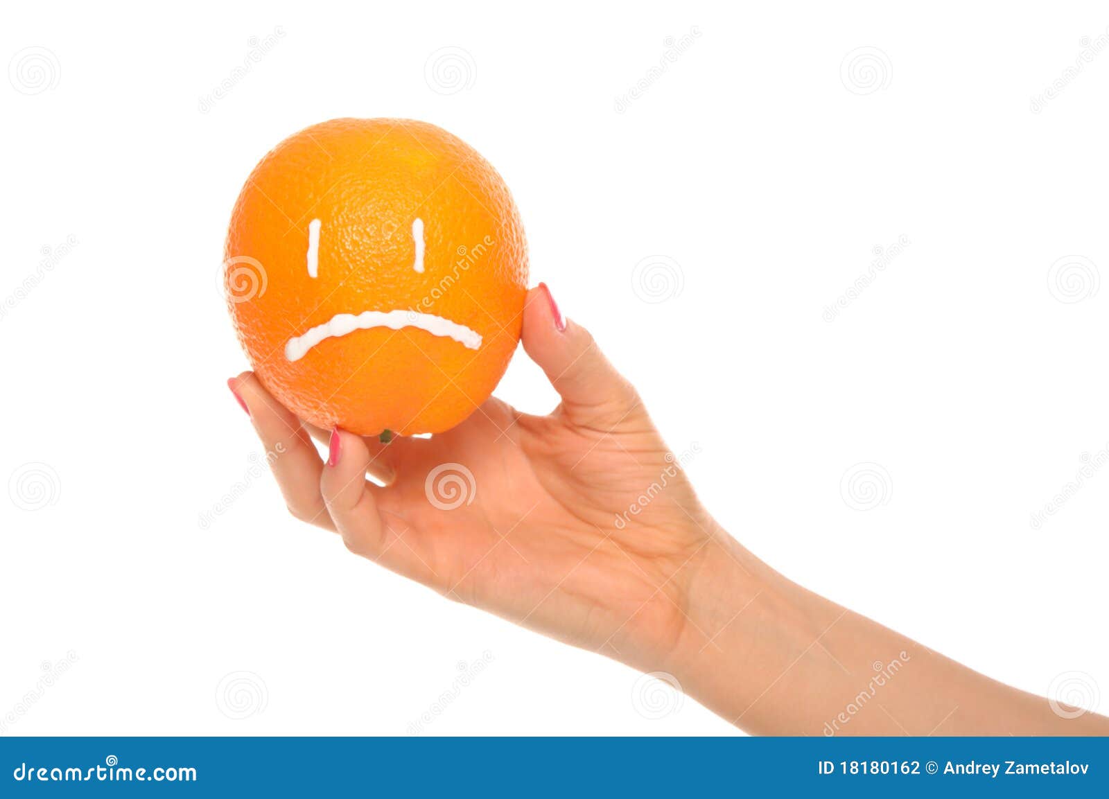 Hand Holds Orange with Drawn Insult Stock Photo - Image of body, shot ...