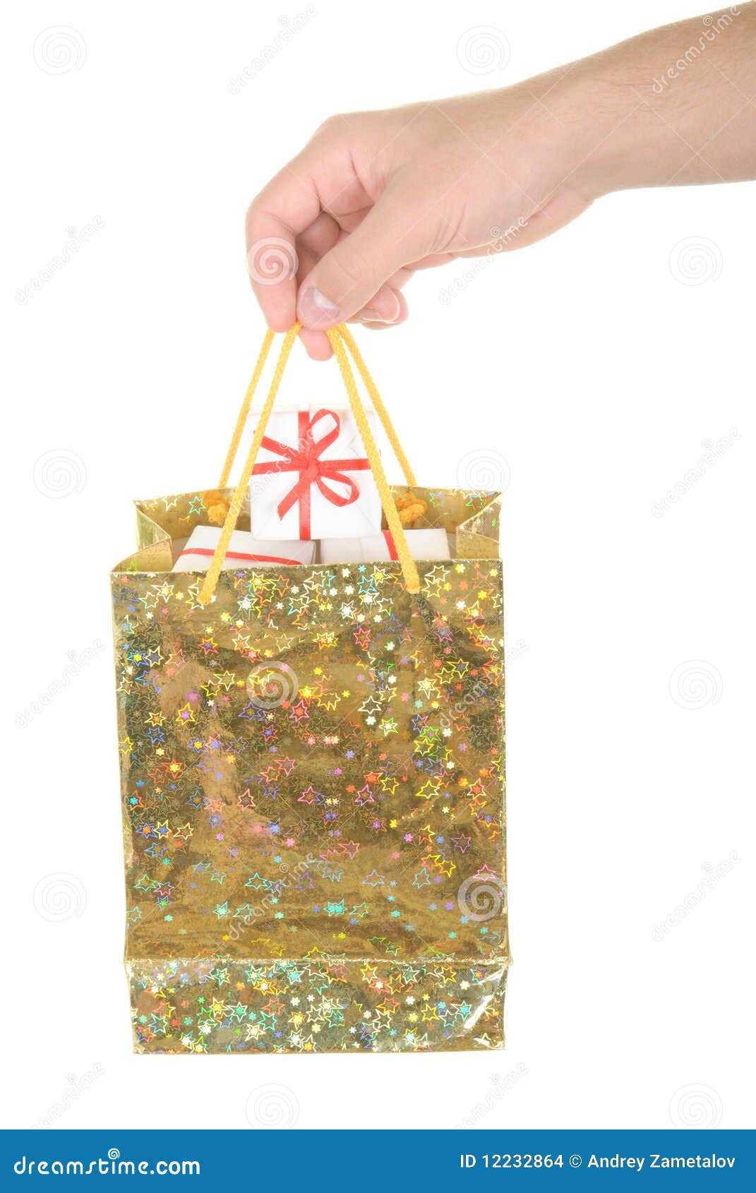 Hand Holds Package with Gifts Stock Photo - Image of brilliant, offer ...