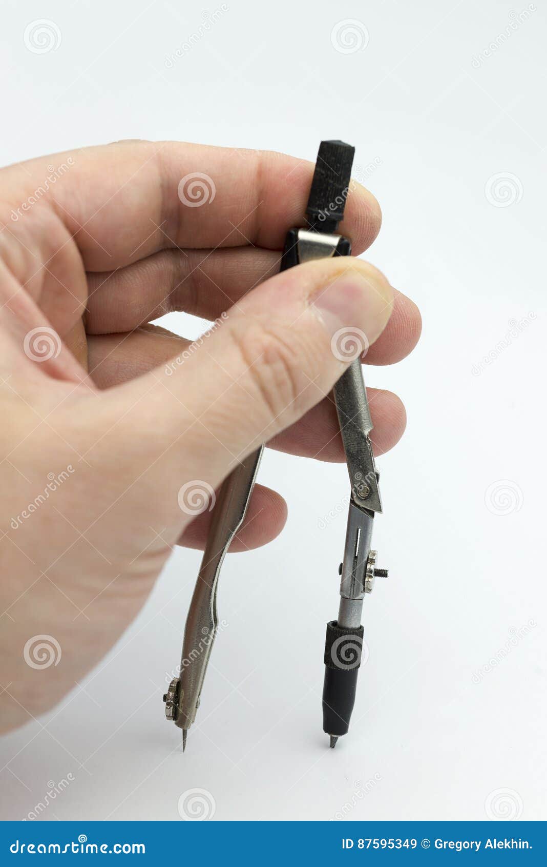 Hand Holds a Pair of Compasses. Stock Image - Image of background ...