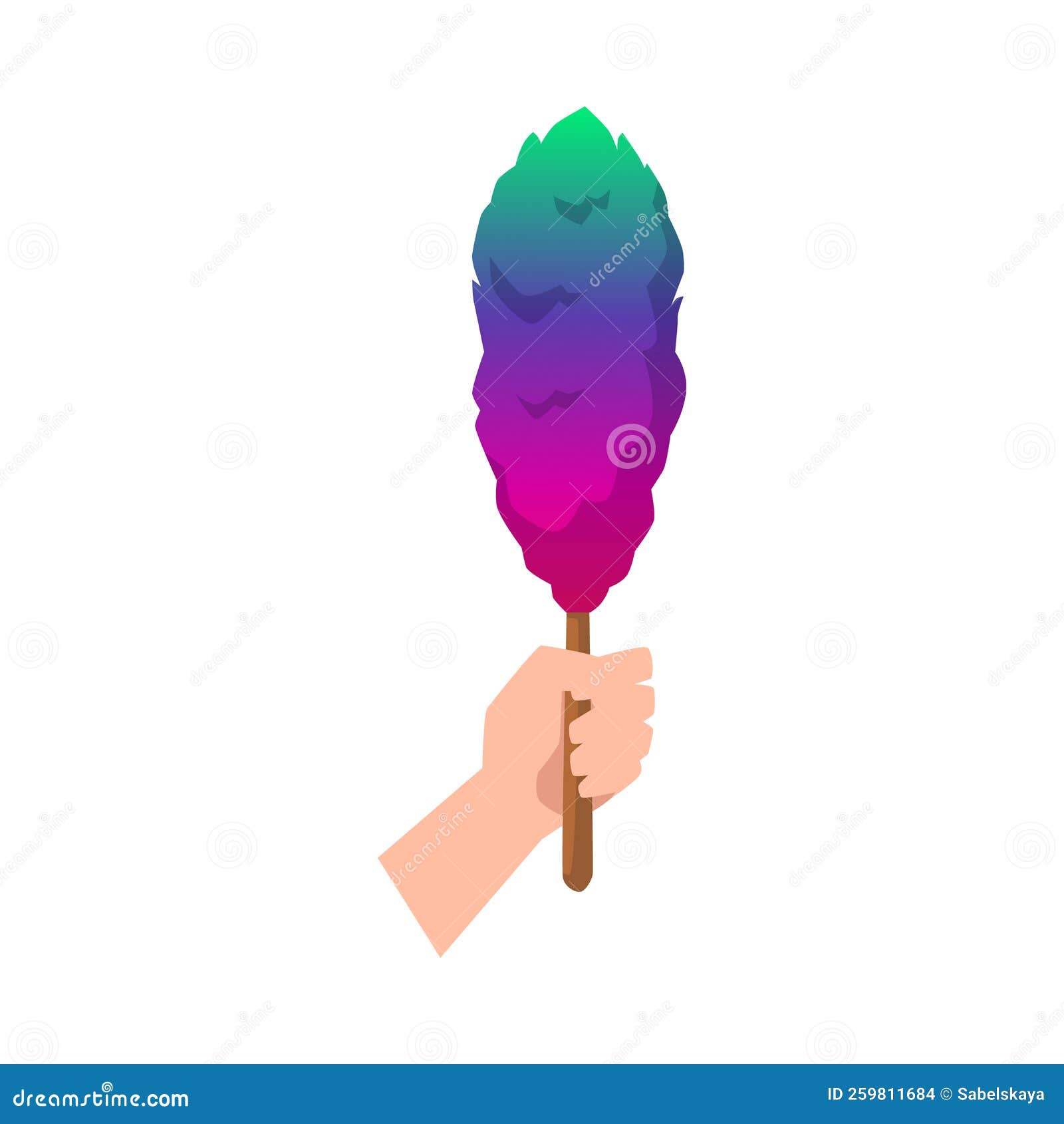 Hand Holds Panicle for Dusting Flat Cartoon Vector Illustration ...