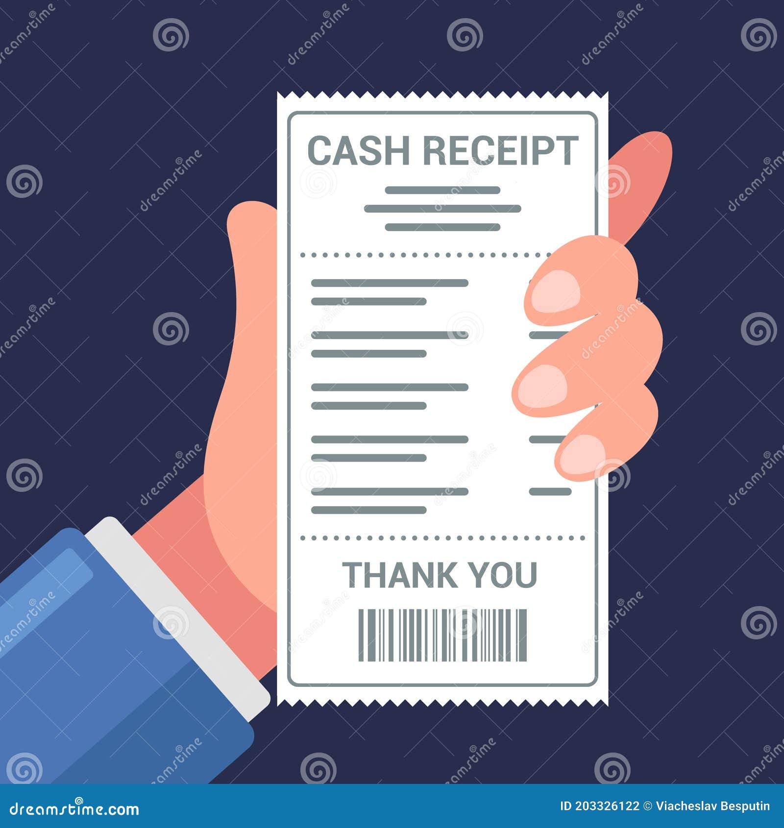 Hand Holds a Paper Check from the Store. Checking the List of Purchases ...