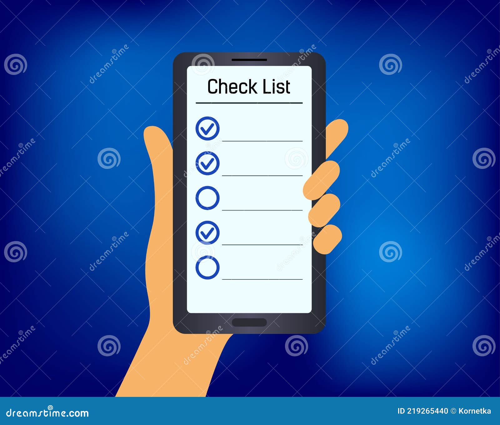 Template Checklist on Screen Mobile. Vector Illustration Stock Vector ...