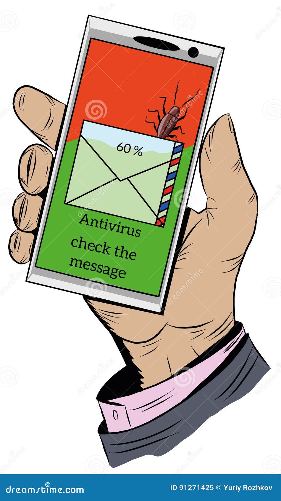 The Hand Holds the Phone with the Incoming Text Message Stock Vector ...