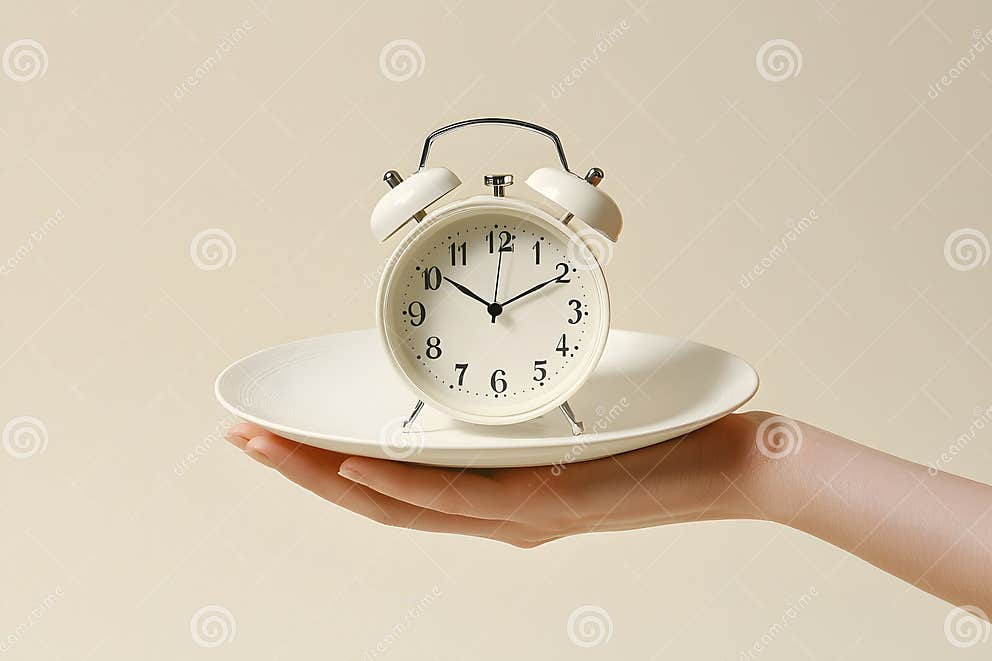 Clock on a Plate Symbolizes Interval Fasting for Weight Management ...