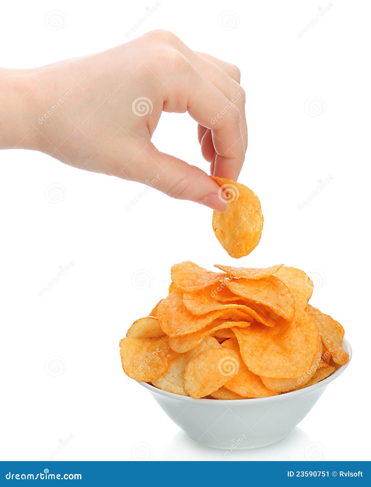 Hand holds a potato chip stock image. Image of crispy - 23590751