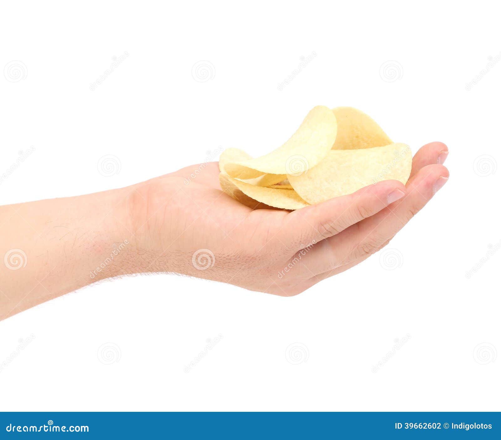 Hand holds potato chips. stock photo. Image of diet, crisp - 39662602