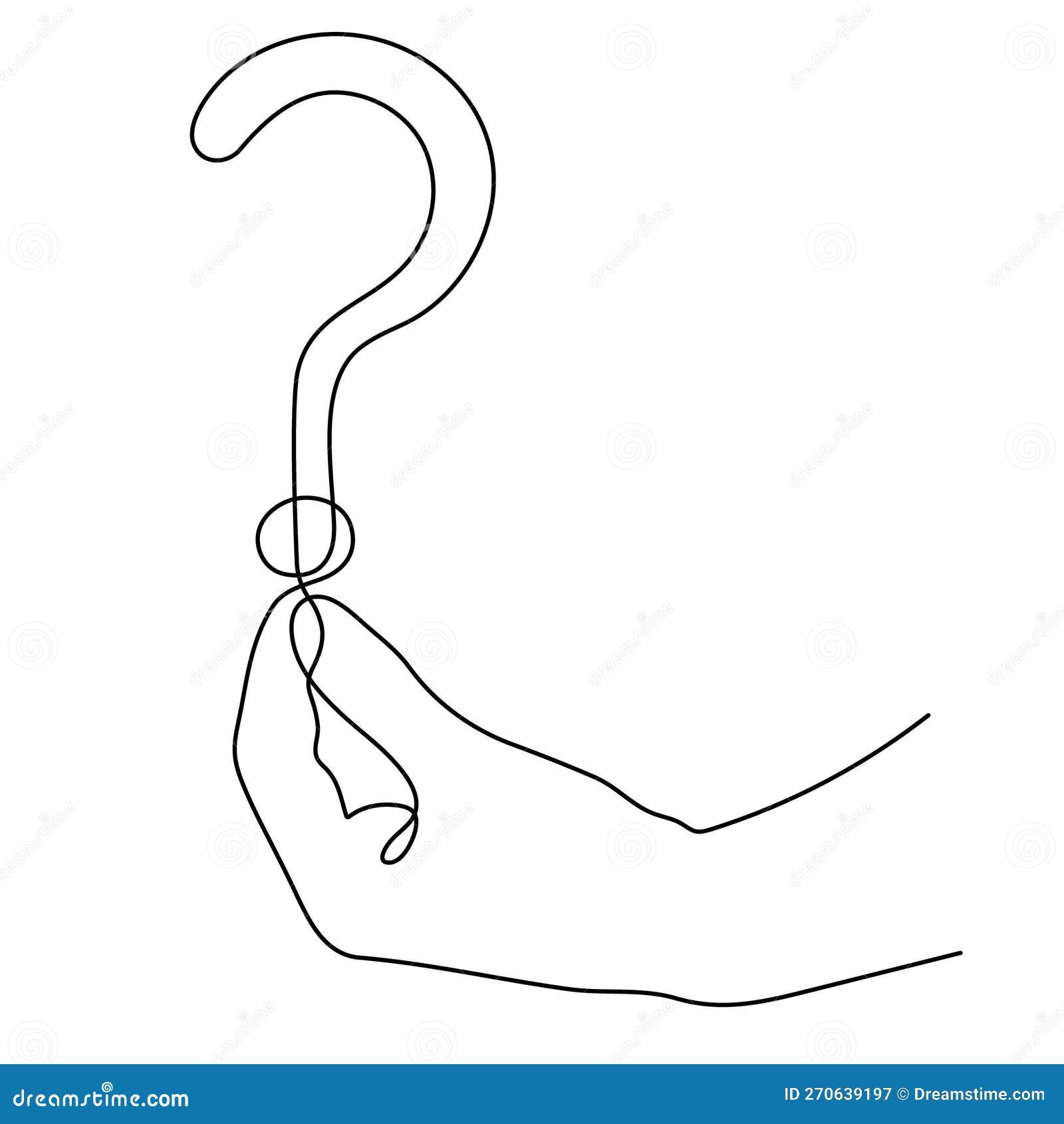 Hand Holds Question Mark One Line Art, Hand Drawn Asking Sign, Idea ...