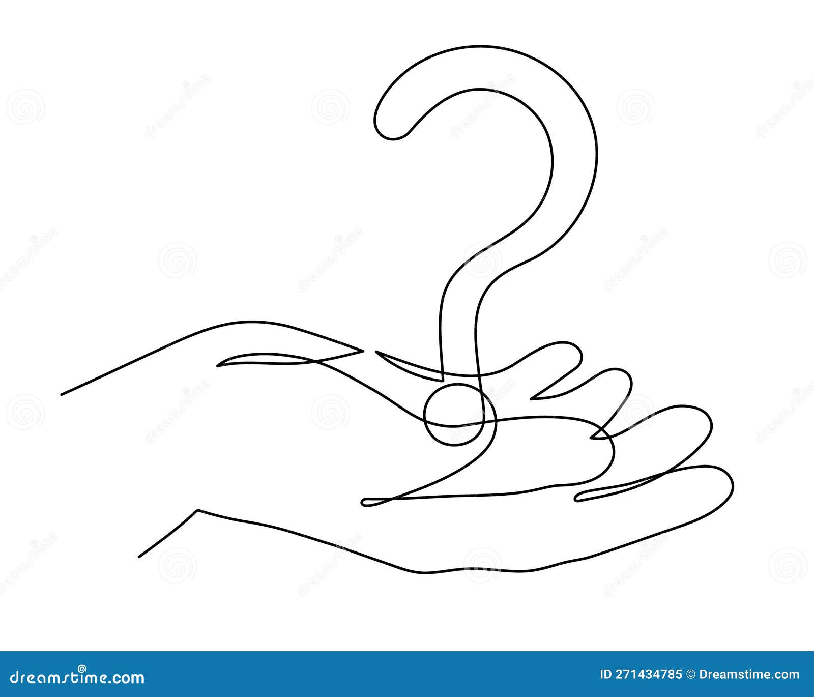 Hand Holds Question Mark One Line Art, Hand Drawn Asking Sign, Idea ...