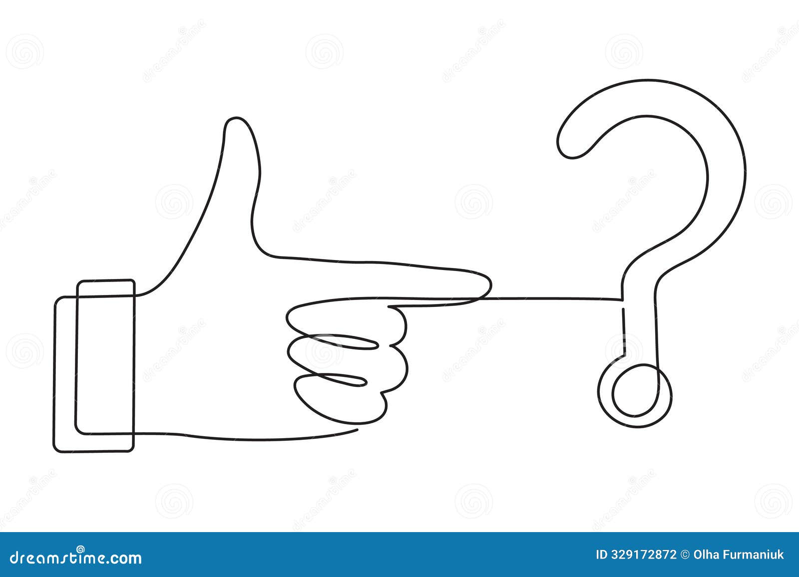 Hand Holds Question Mark One Line Art, Hand Drawn Asking Sign, Idea ...