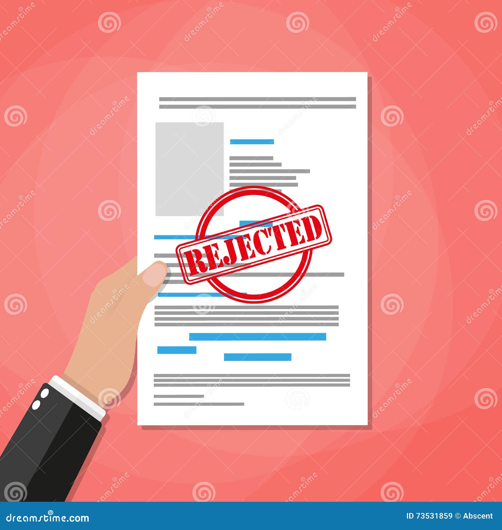 Hand Holds Rejected Paper Document Stock Vector - Illustration of check ...
