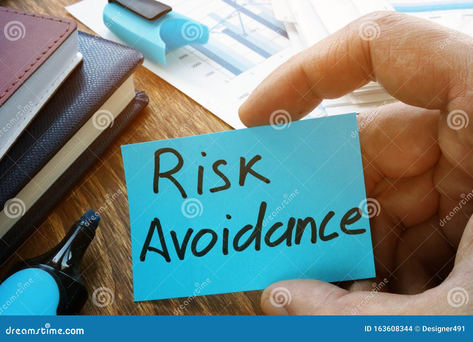 Hand Holds Risk Avoidance Sign on the Memo Stick Stock Photo - Image of ...