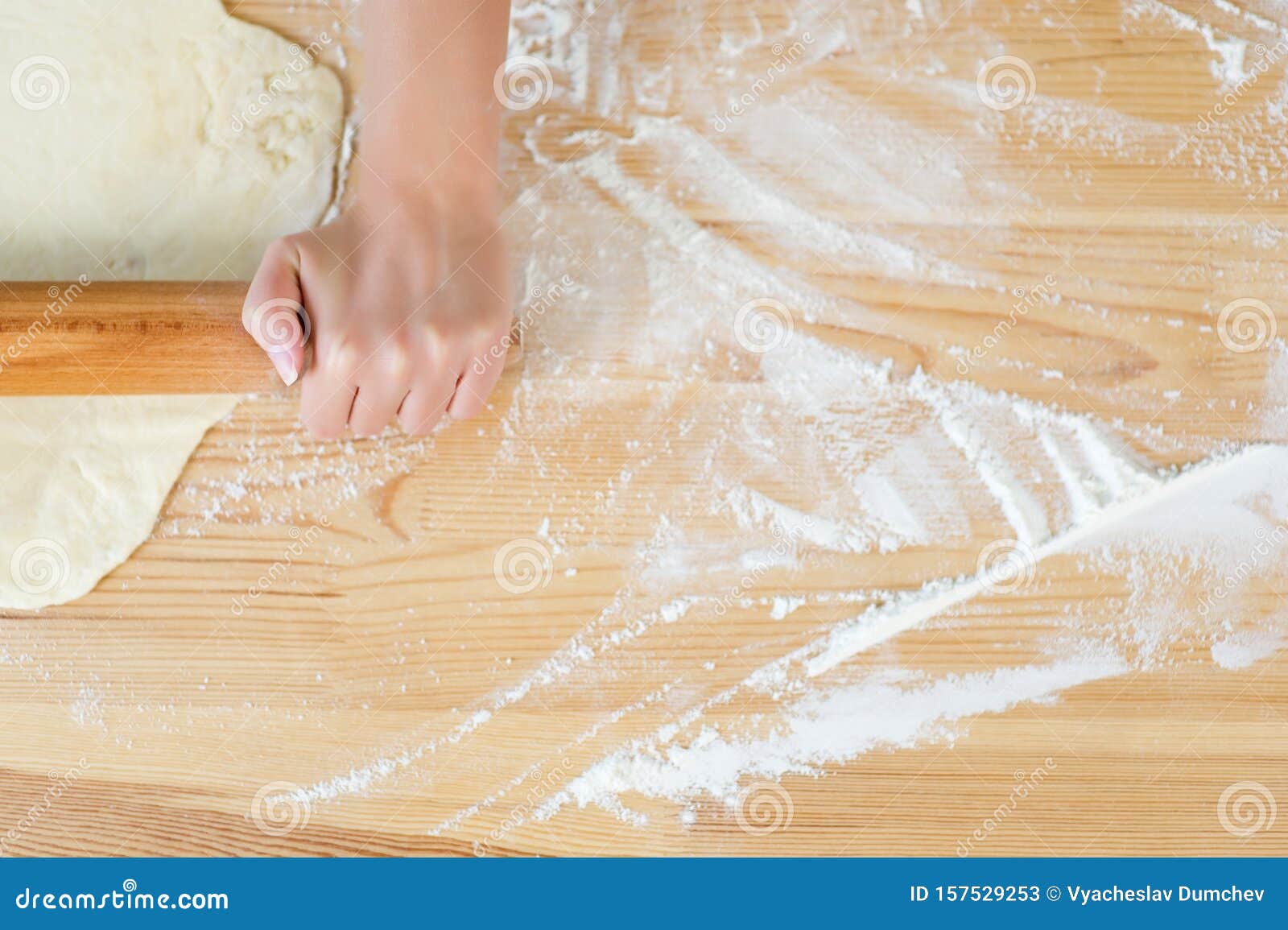 Hand, Rolling Pin for Dough, Dough, Flour and Table Stock Image - Image ... Hand, Rolling Pin for Dough, Dough, Flour and Table Stock Image - Image ...