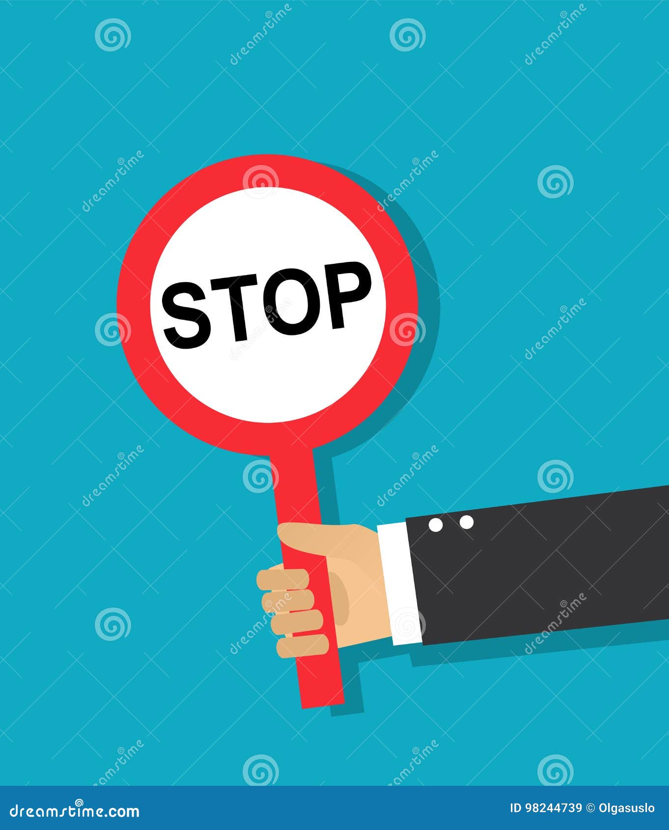 Hand Holds a Round Stop Sign Stock Vector - Illustration of handle ...