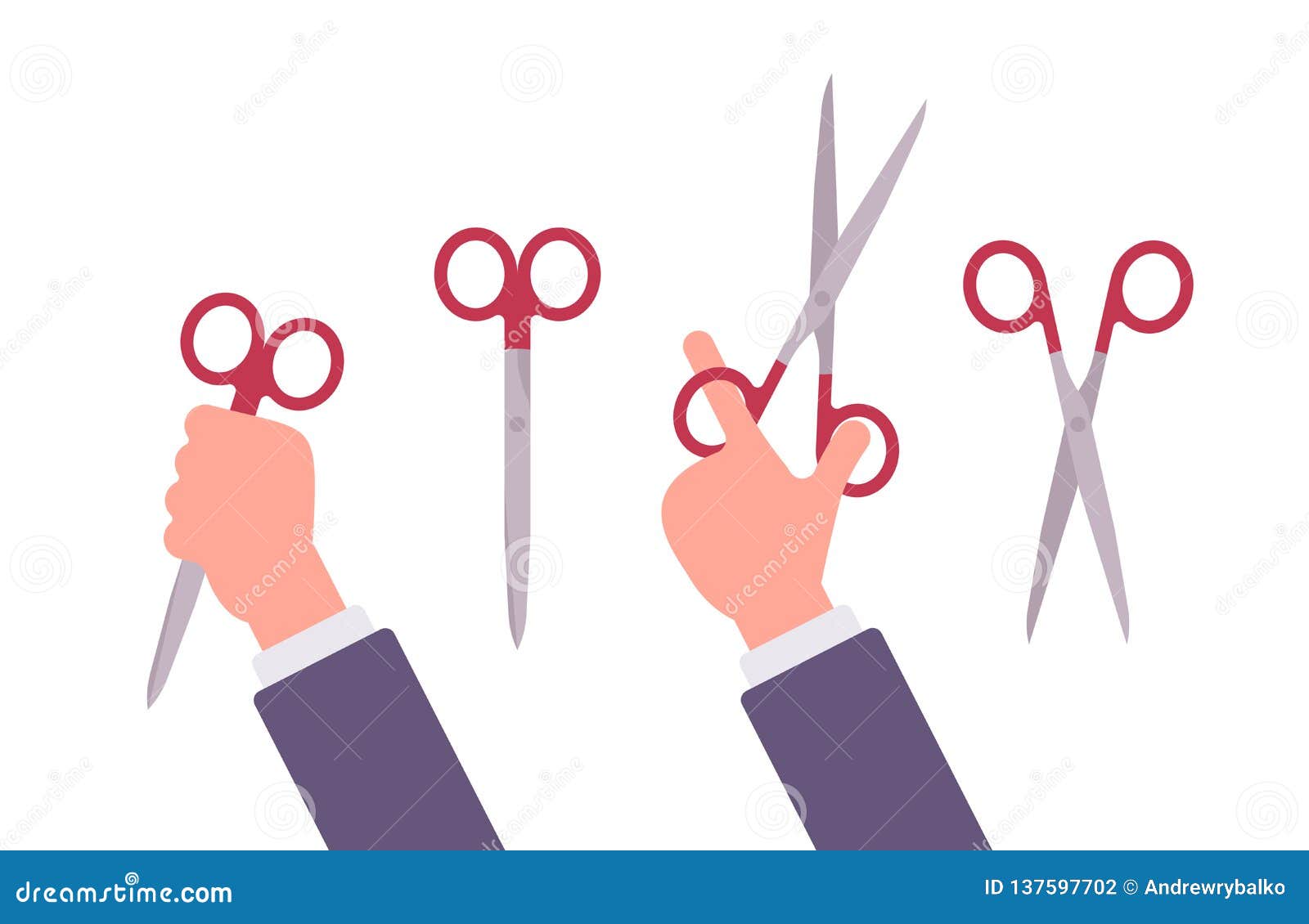 Hand holds scissors stock vector. Illustration of hand - 137597702
