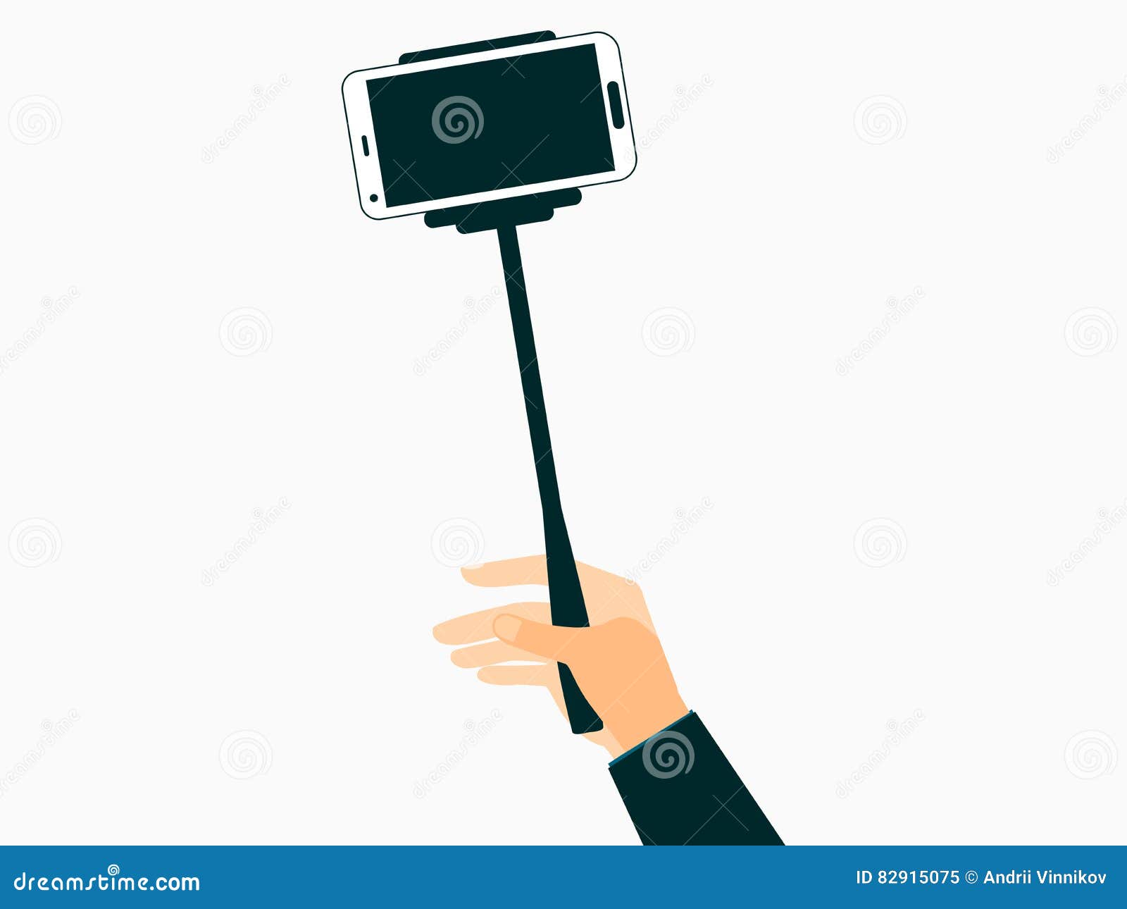 Hand Holds a Selfie Stick with Smartphones. Vector Stock Vector ...