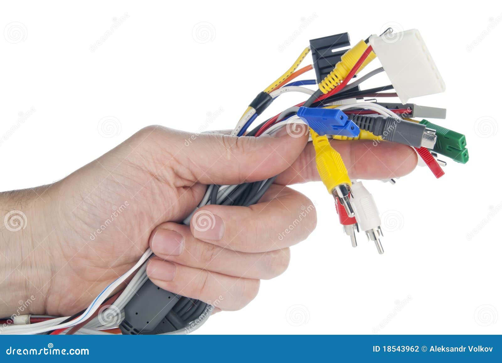 Hand Holds Set of Cables with Connectors Stock Photo - Image of connect ...
