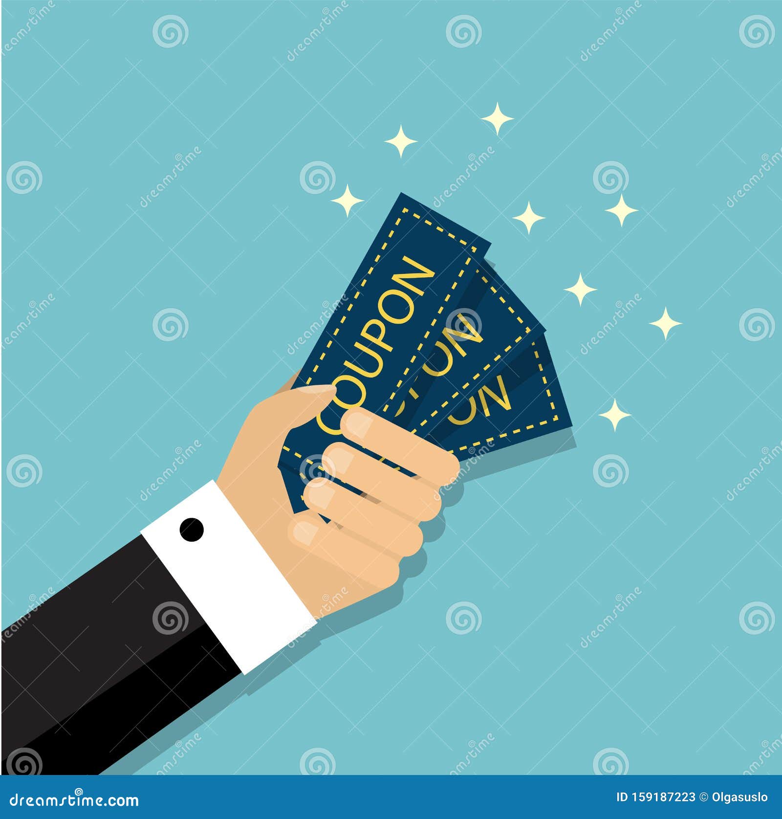 Hand holds several coupons stock vector. Illustration of isolated ...