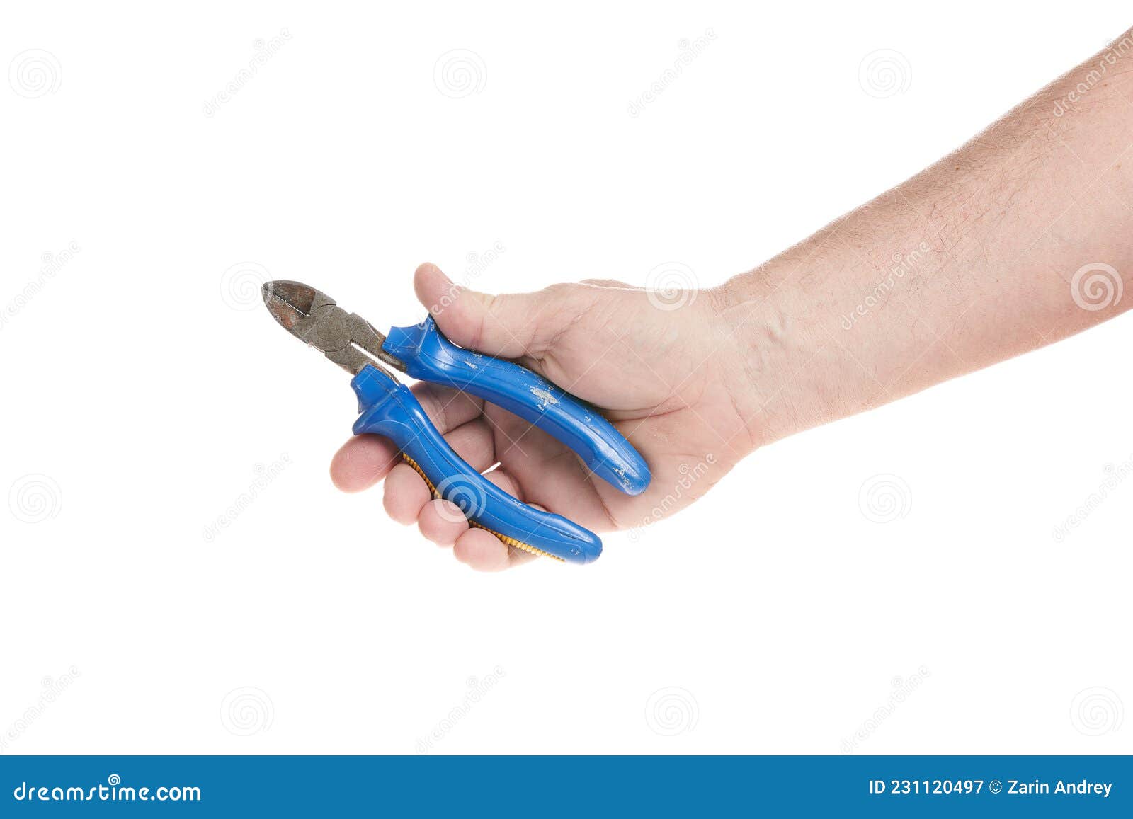 Hand Holds Side Cutters on a White Background, a Template for Designers ...
