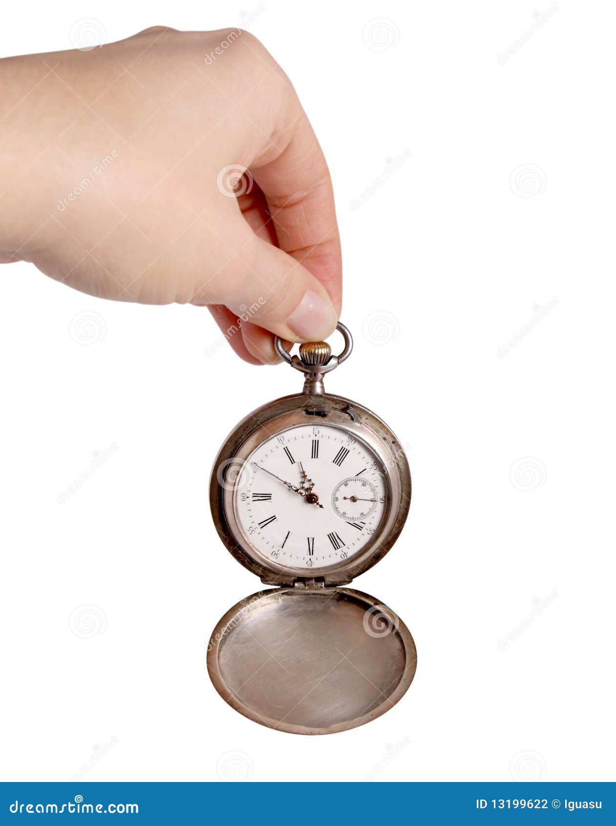 Hand Holds Silver Pocket Watch Stock Photo - Image of antique, epoch ...