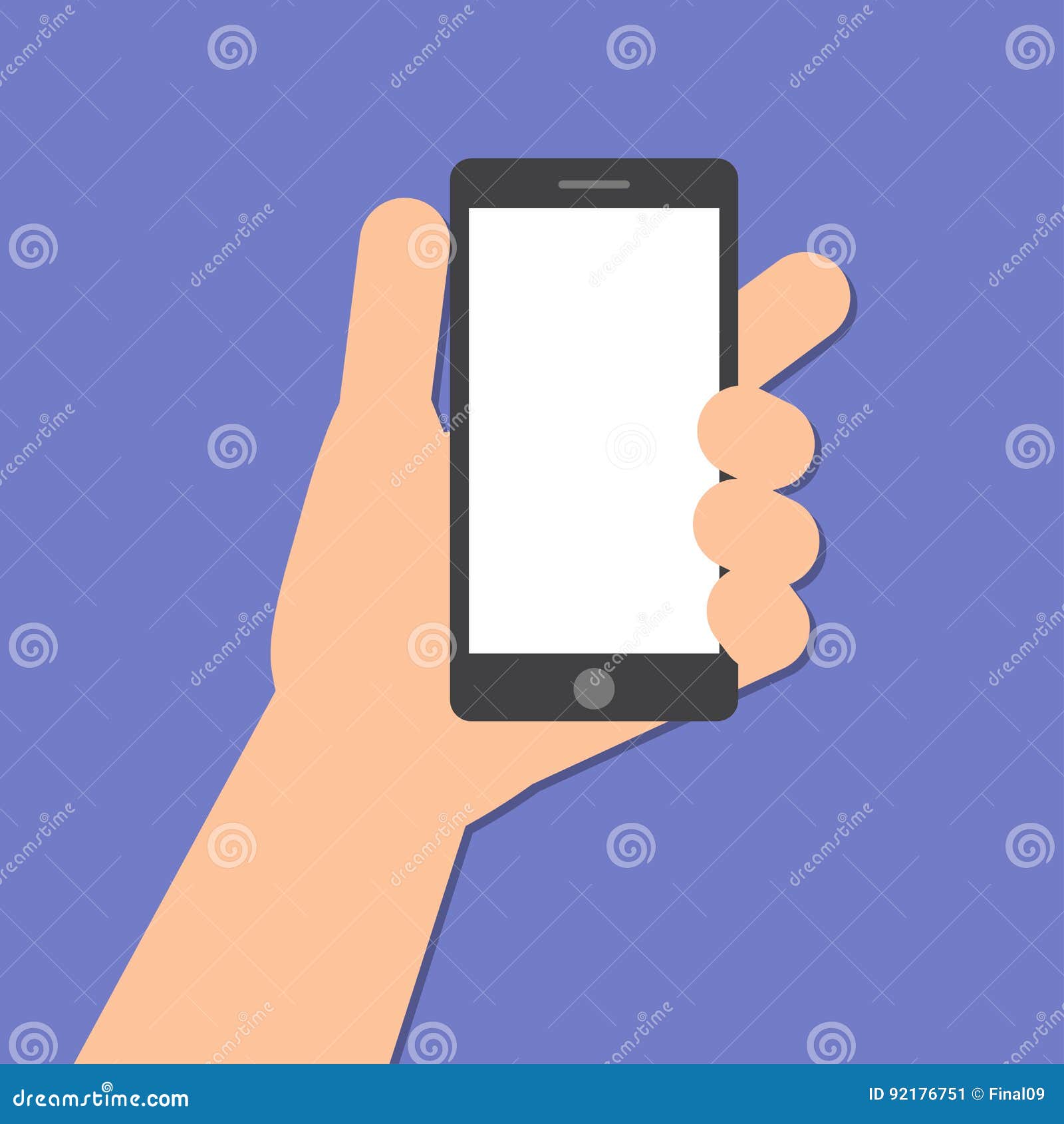Hand Holds a Smart Phone in the Vertical Position. Stock Vector ...