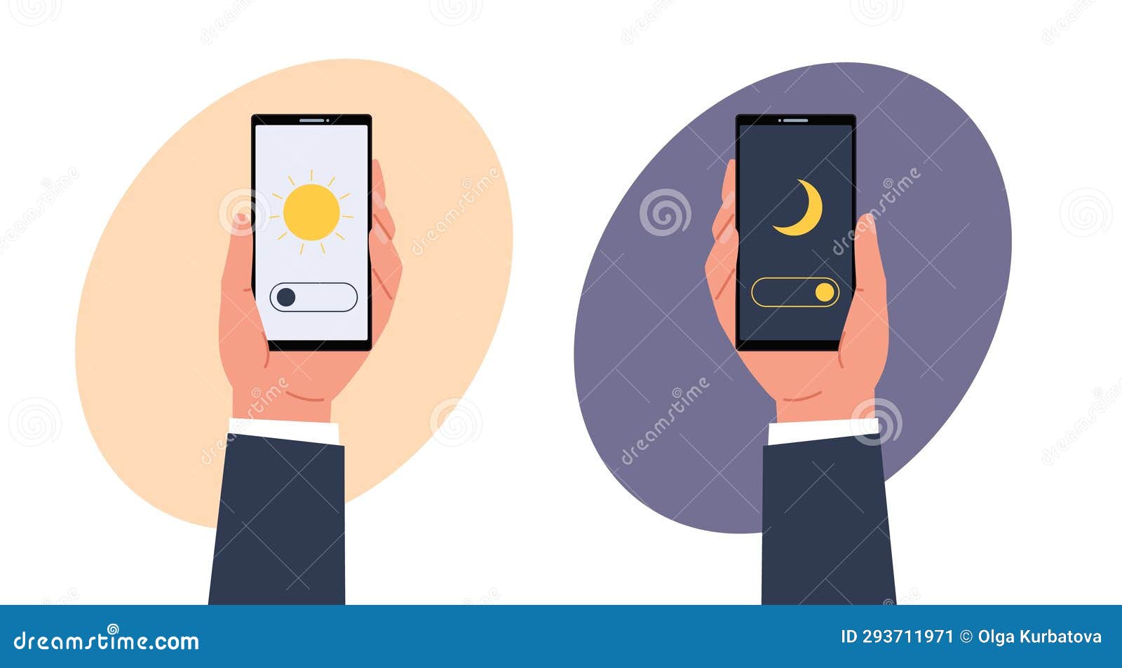 Day And Night Mode Switch Icon Set. Interface Ui Symbol Concept. On Off ...