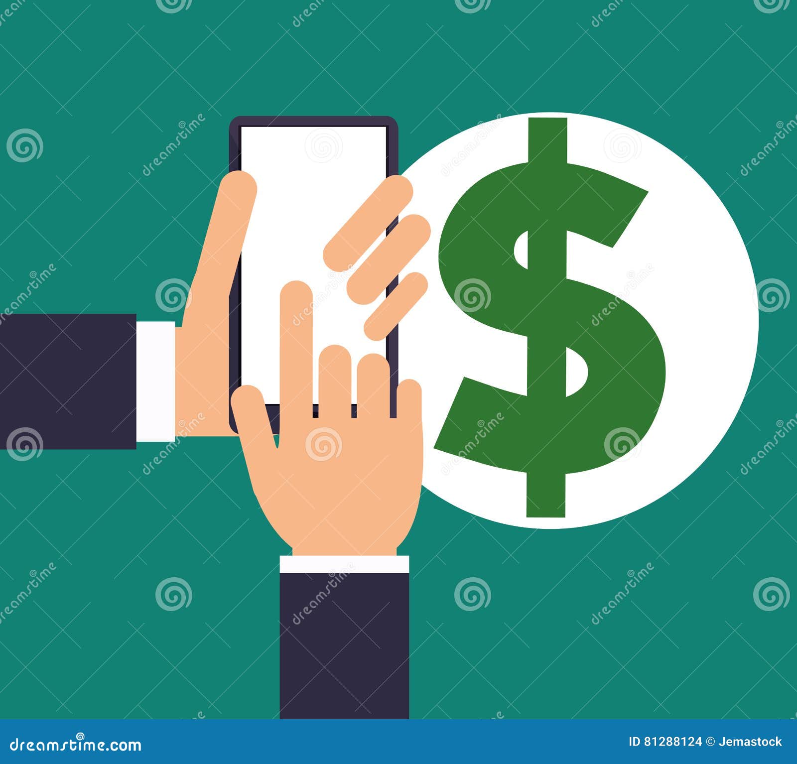 Hand Holds Smartphone with Dollar Symbol Stock Vector - Illustration of ...