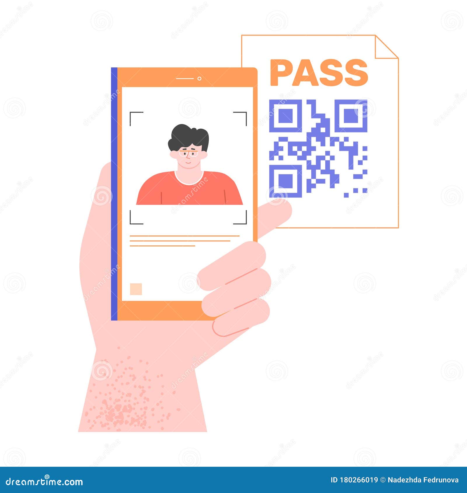 Hand Holds Smartphone with Electronic Id. Stock Vector - Illustration ...